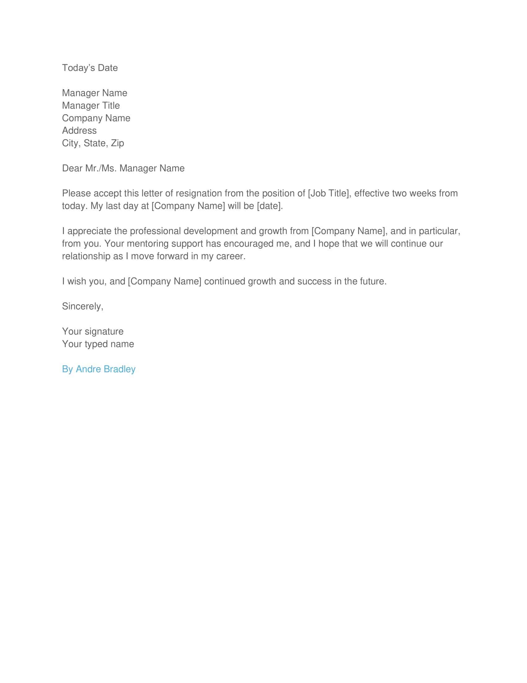 Free Printable Two Weeks Notice Letter Templates Word PDF free-printable-two-weeks-notice-letter-templates-word-pdf