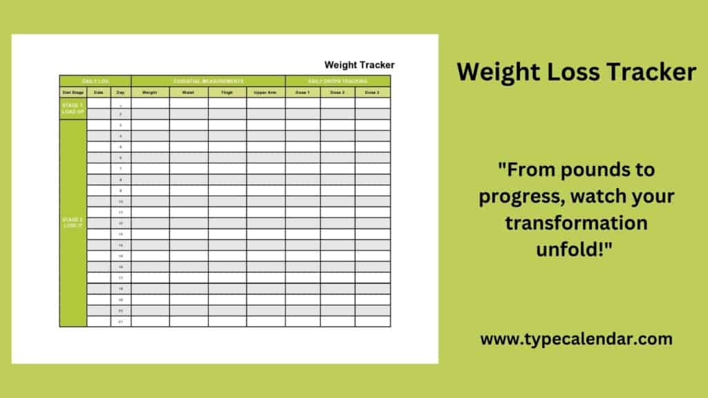 Free Printable Weight Loss Tracker Templates [PDF, Word] Monthly, Weekly