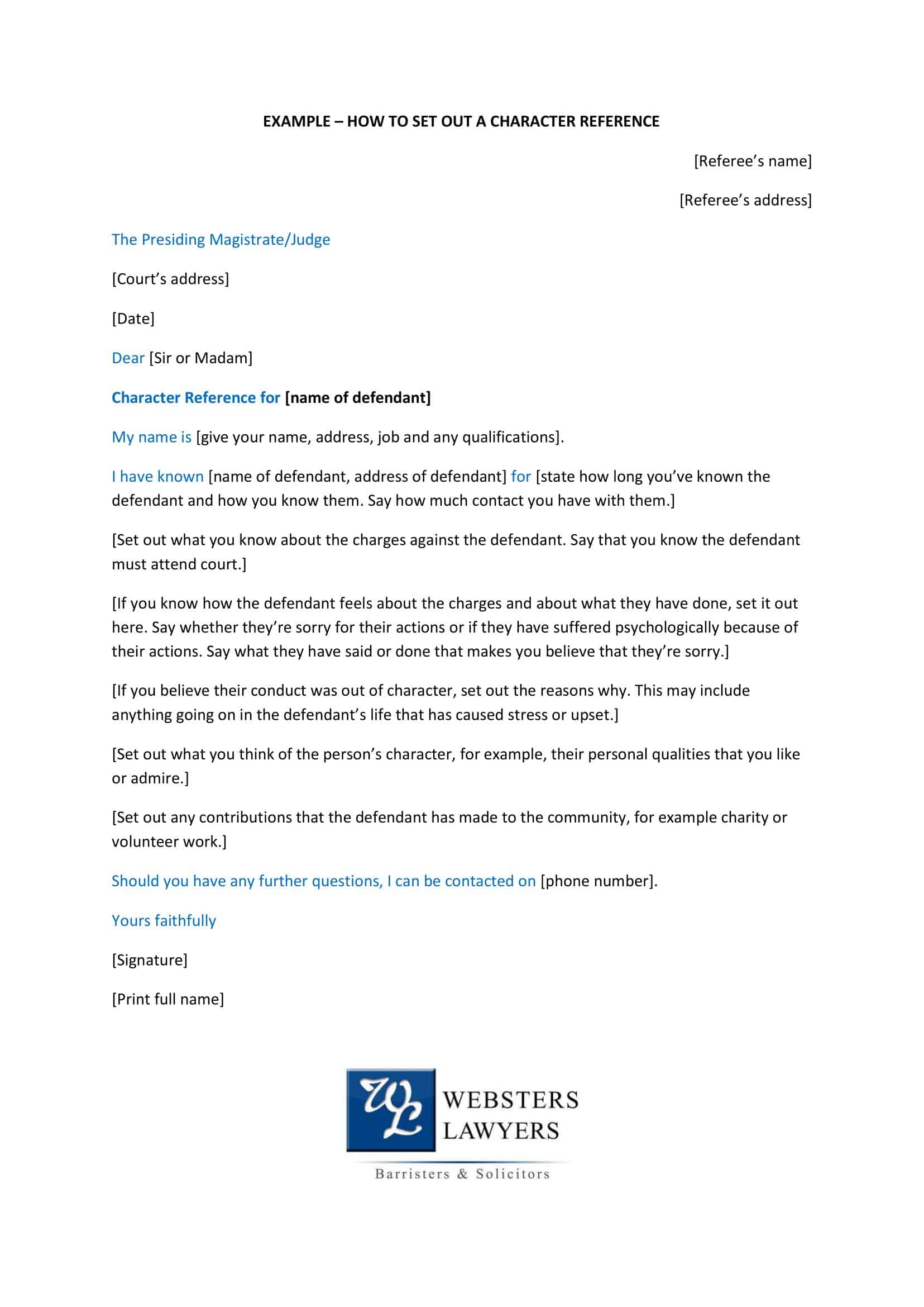 Free Compelling Character Witness Letter Printable Templates PDF 