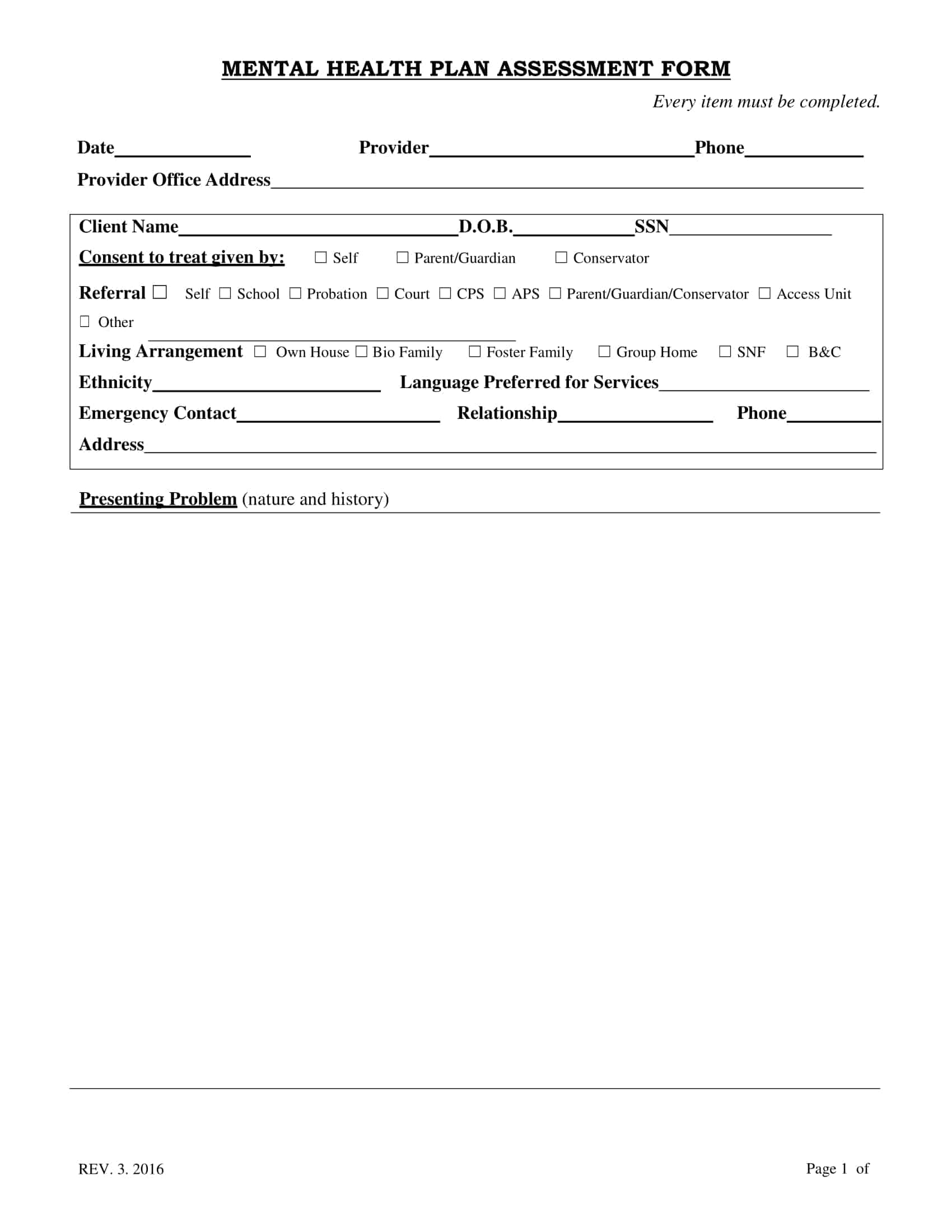 Free Printable Nursing Assessment Form Templates PDF Word 