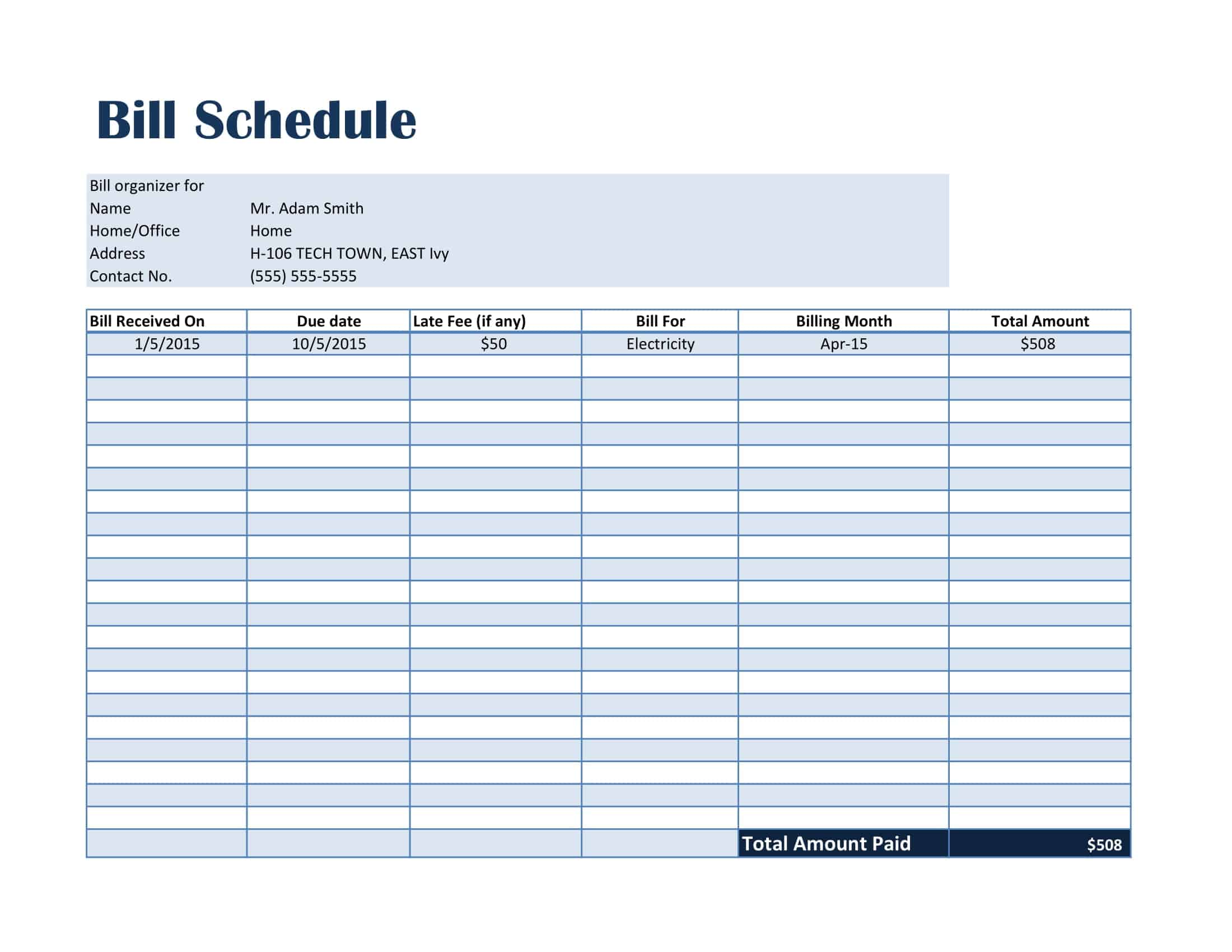 Free Printable Payment Schedule Templates PDF Excel Word 