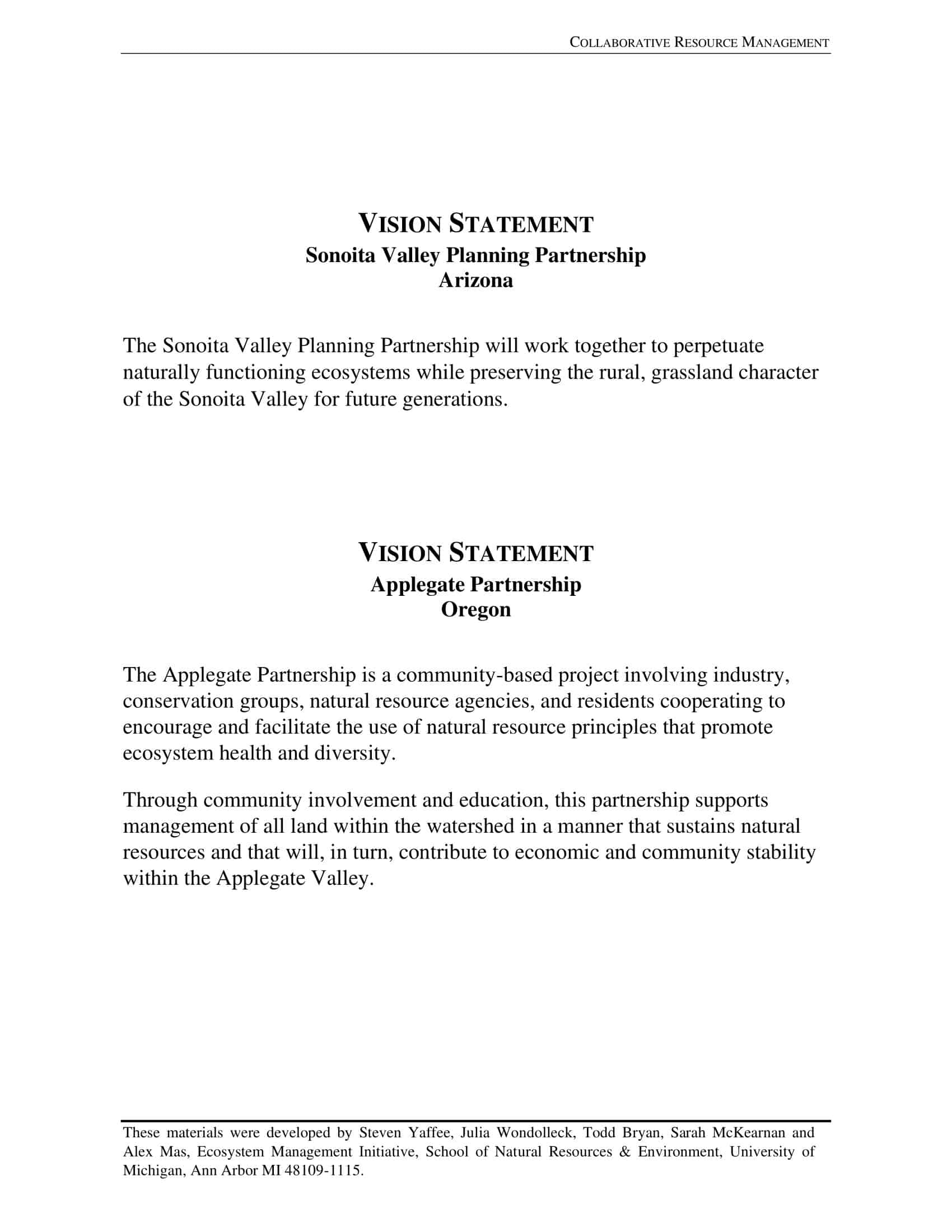 Free Printable Vision Statement Templates Word PDF Examples