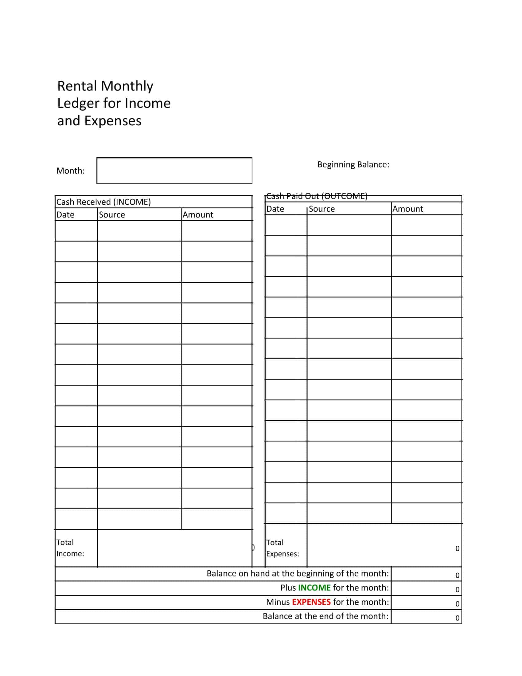 Expense Ledger Template Pdf Printable