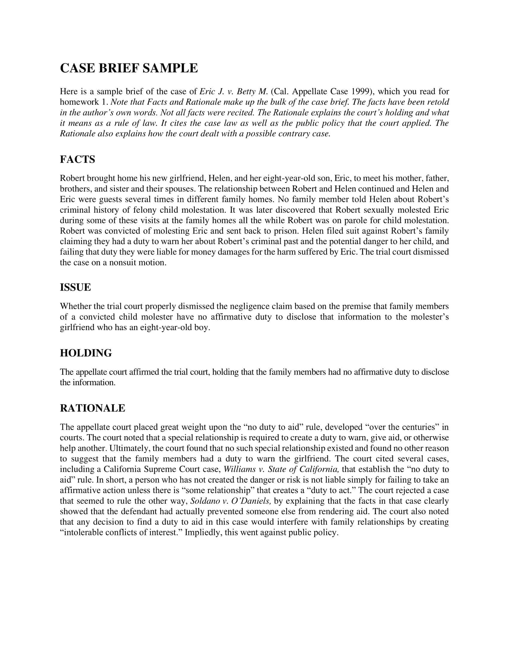 Free Printable Case Brief Templates PDF Word Free Printable Case Brief Templates PDF Word