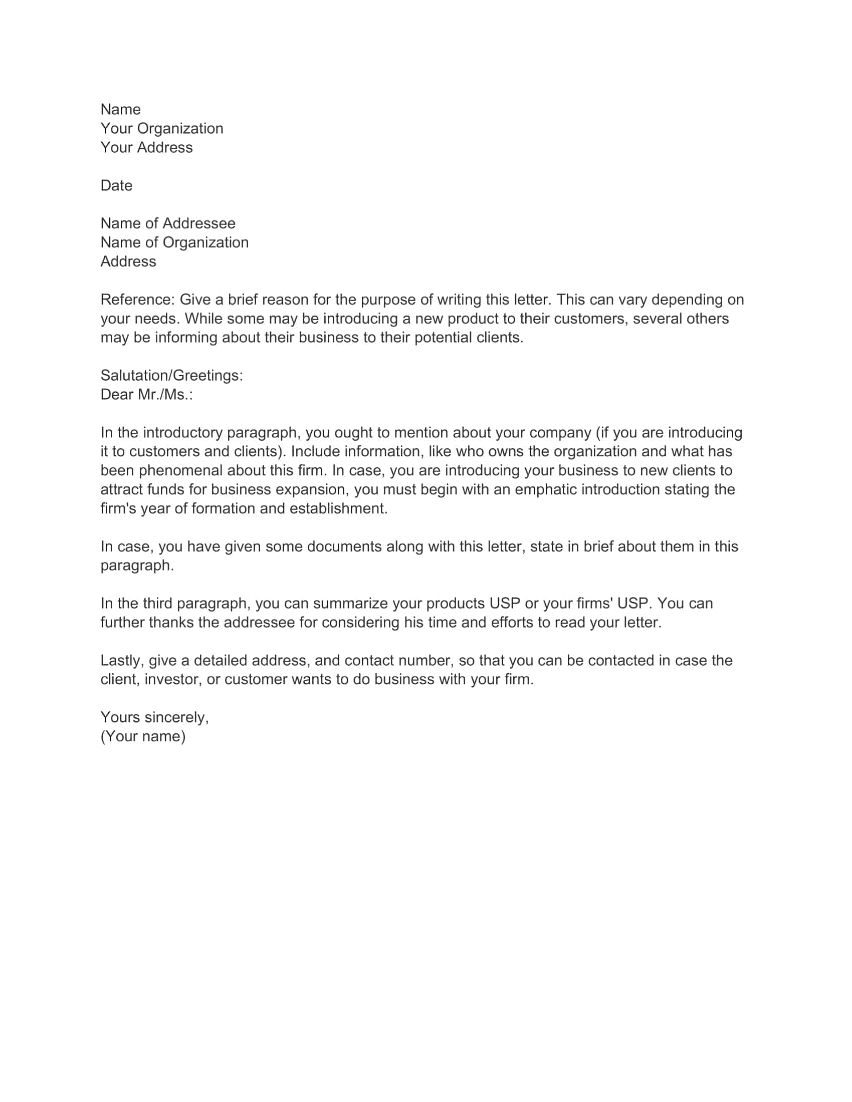 Free Printable Business Introduction Letter Templates Word PDF Free Printable Business Introduction Letter Templates Word PDF
