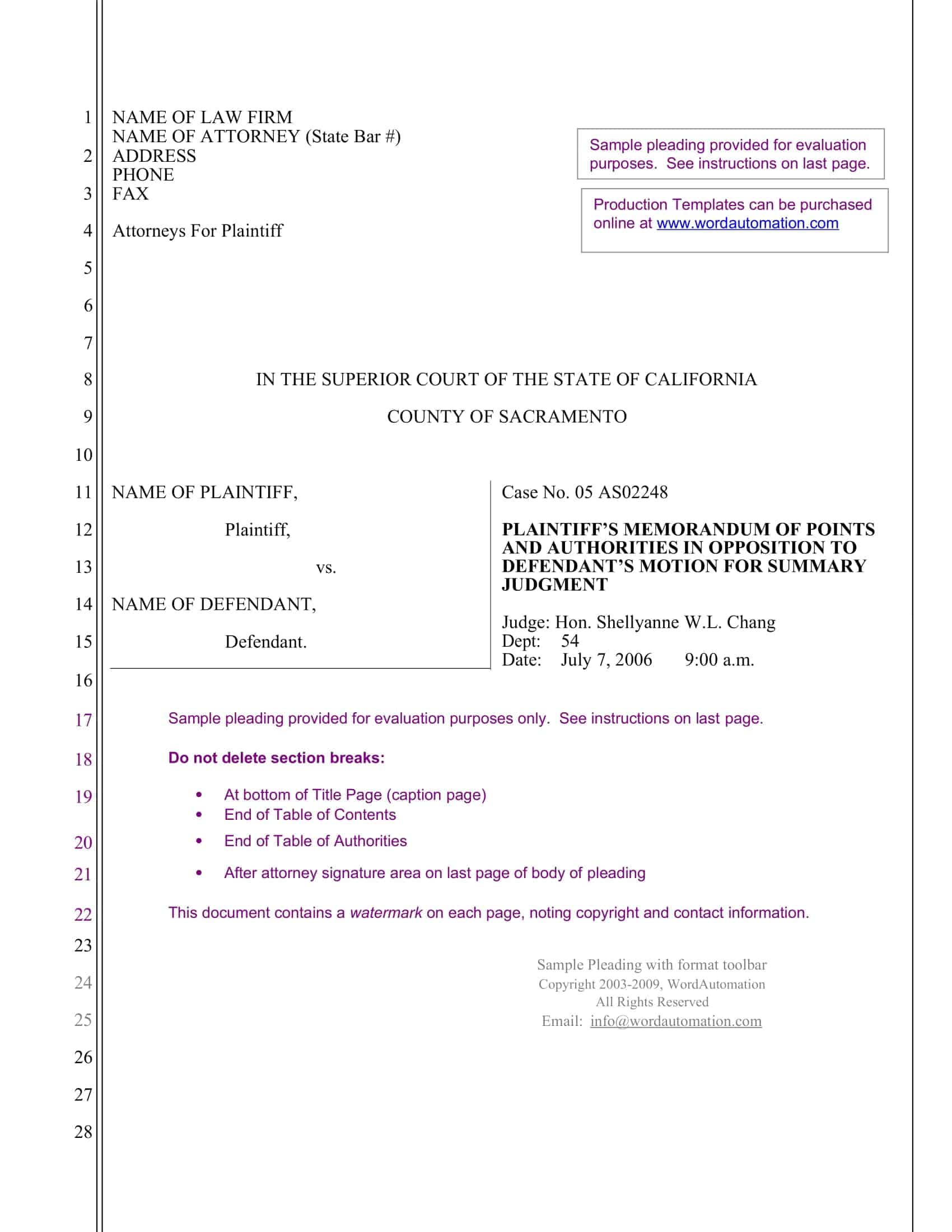 Free Printable Pleading Paper Templates Word PDF Legal