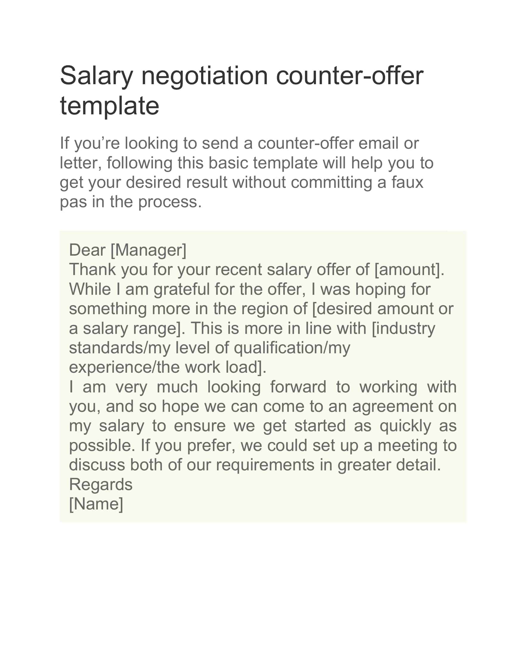 Free Printable Salary Negotiation Letter Templates After Job Offer