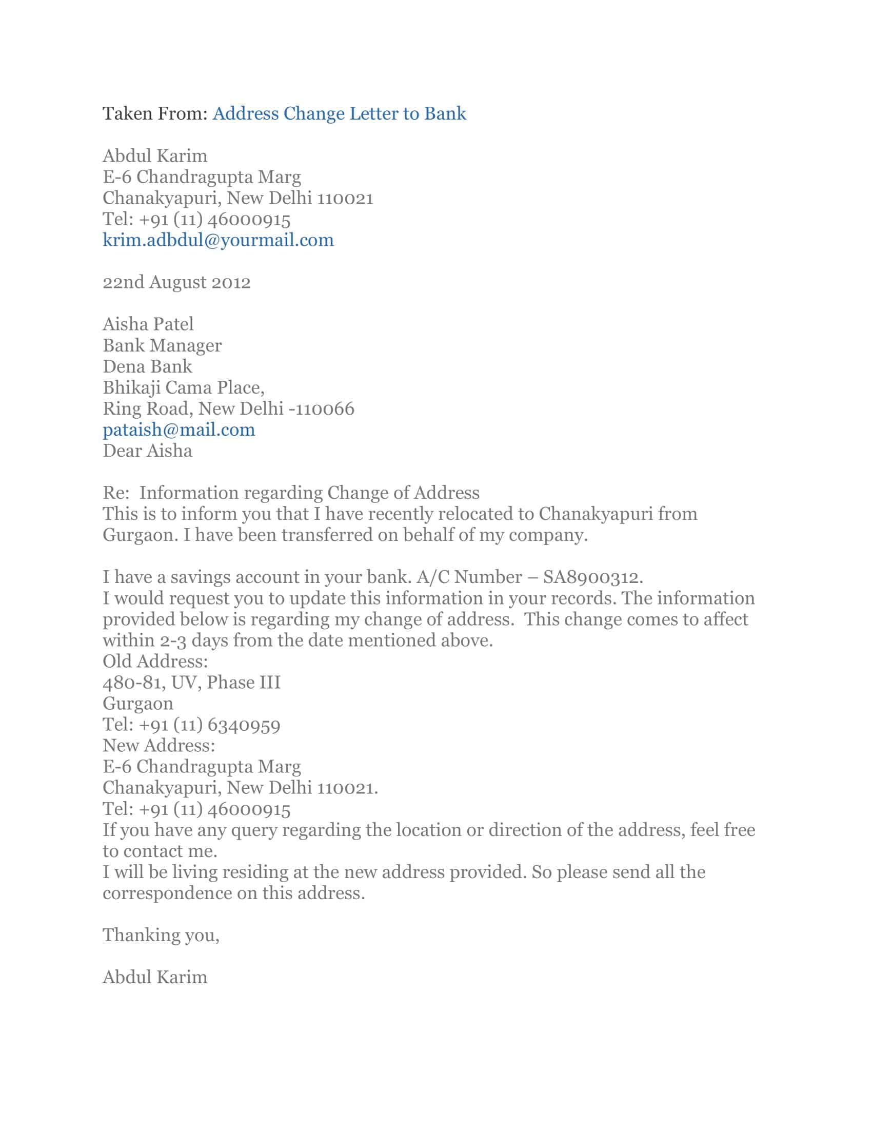 Free Printable Change Of Address Letter Templates PDF Word Business Free Printable Change Of Address Letter Templates PDF Word Business