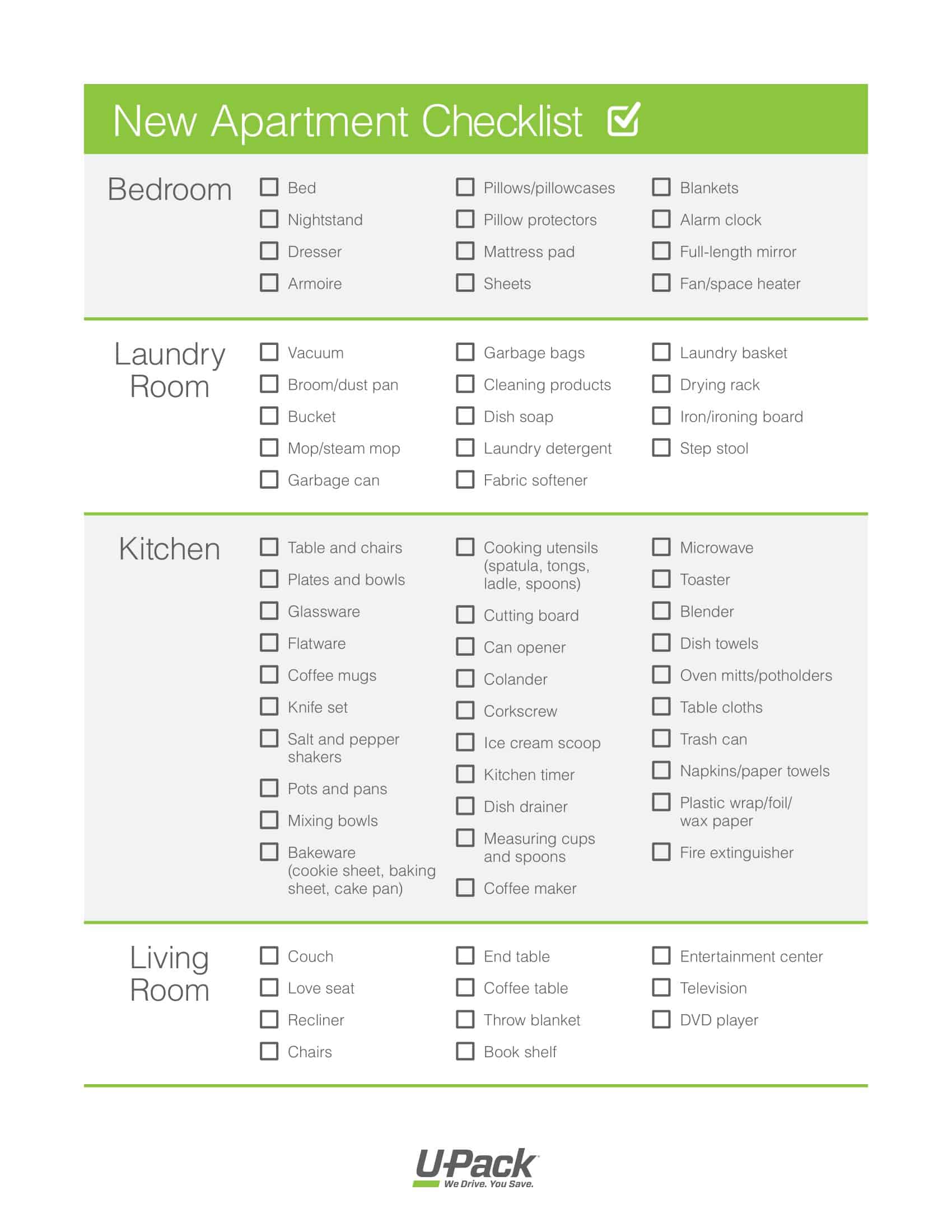 Free Printable Apartment Checklist Templates Excel PDF Word 
