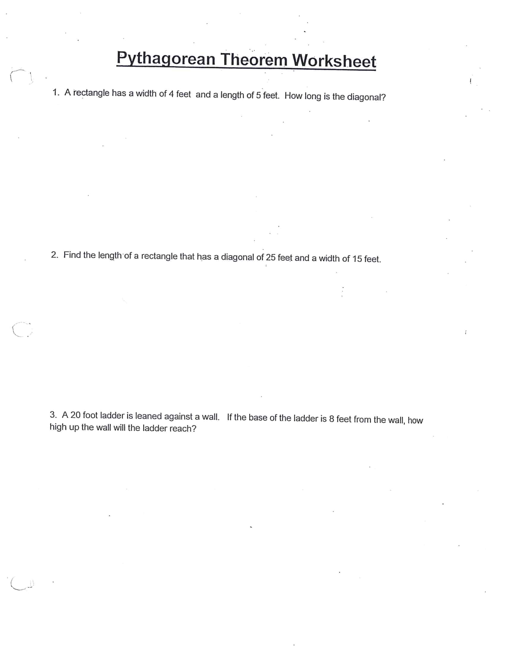 Free Printable Pythagorean Theorem Worksheet [PDF] Answers, Word Problems