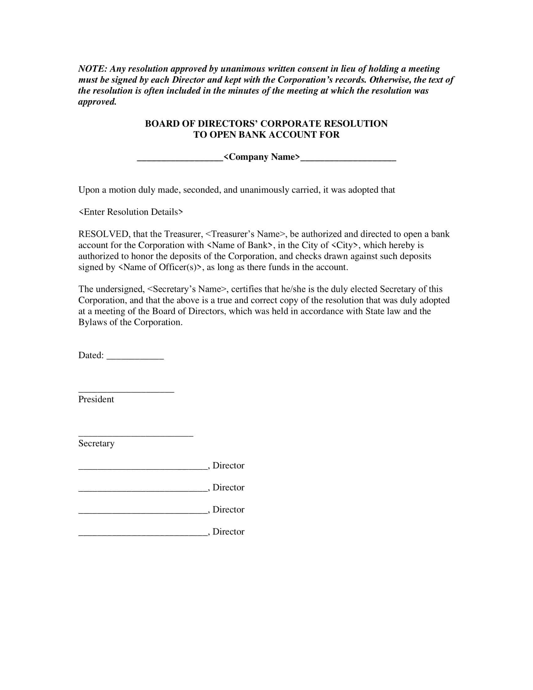 Free Printable Corporate Resolution Templates PDF Word Form free-printable-corporate-resolution-templates-pdf-word-form