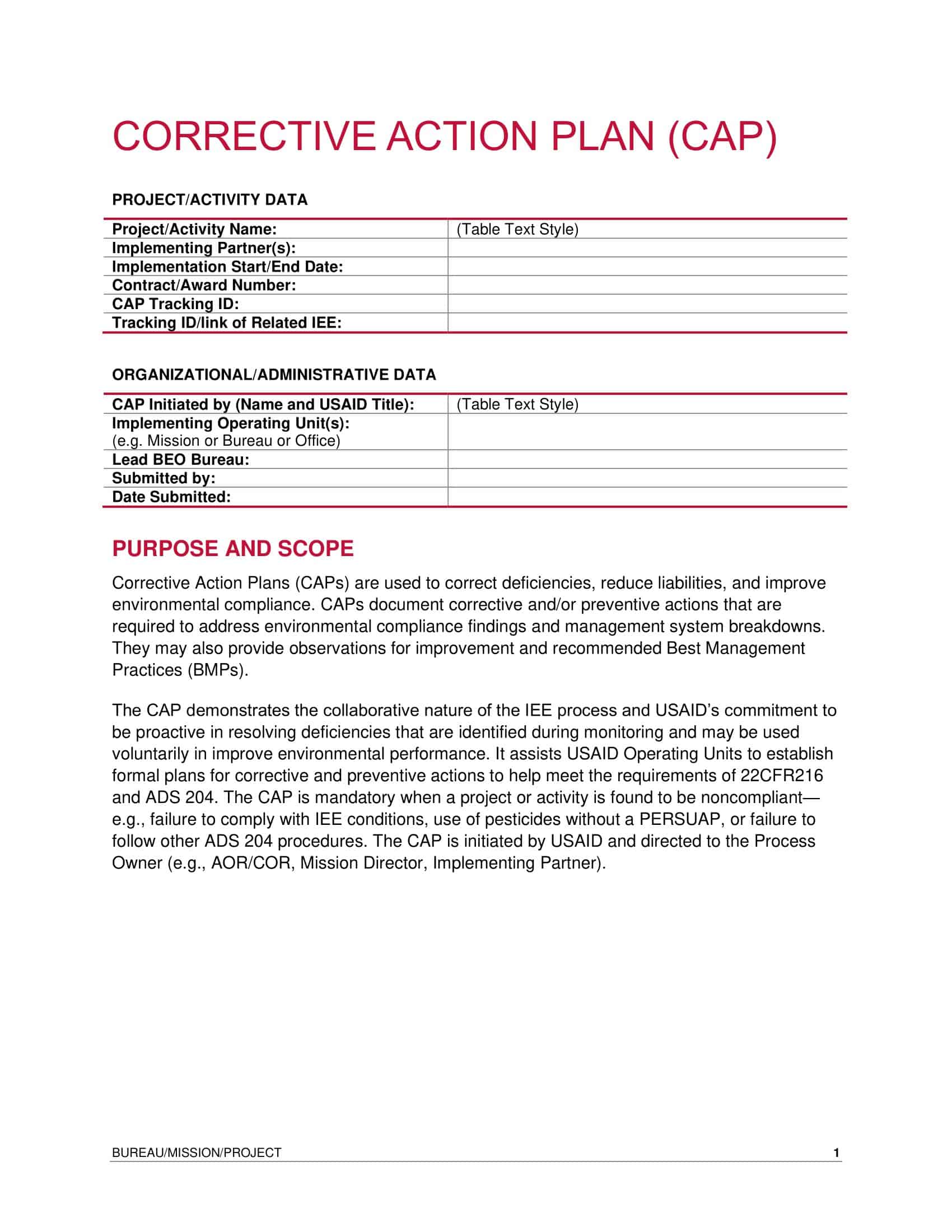 Free Printable Corrective Action Plan Templates PDF Word Excel Free Printable Corrective Action Plan Templates PDF Word Excel