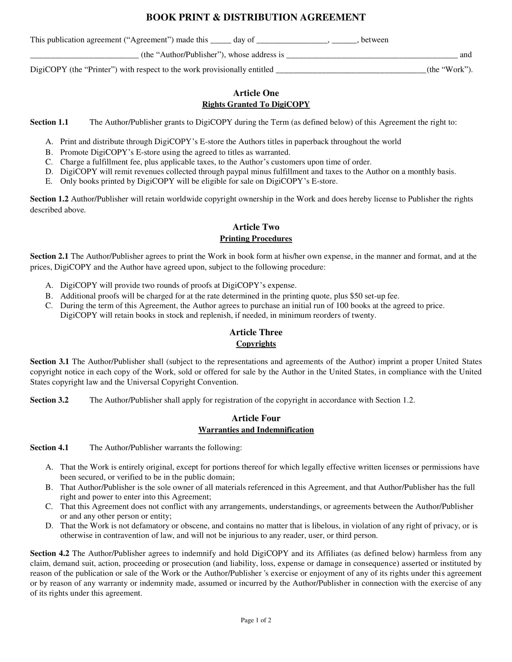 Free Printable Distribution Agreement Templates [Word, PDF] Simple
