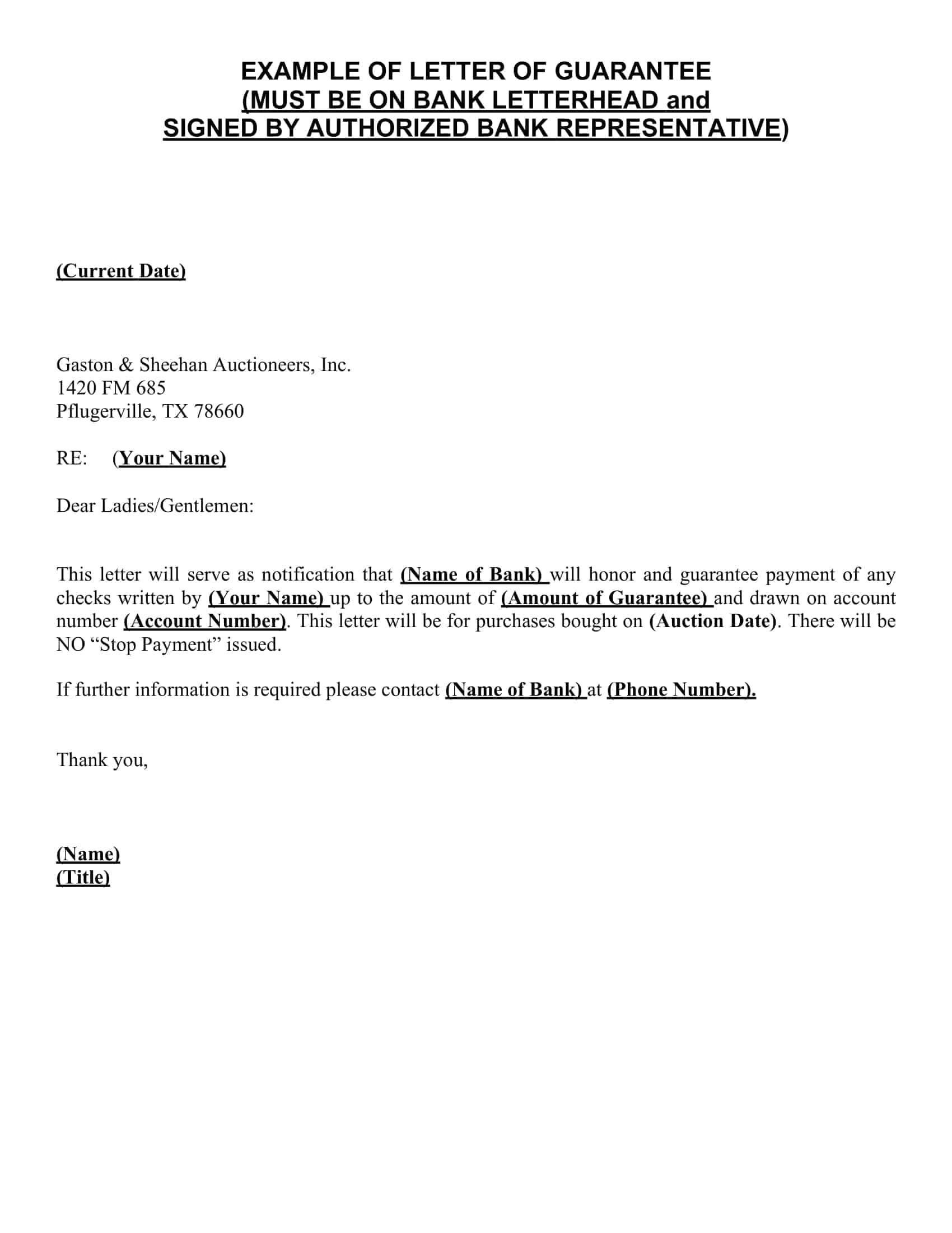 Letter Of Guarantee Template Free Samples PDF Word Letter Of Guarantee Template Free Samples PDF Word