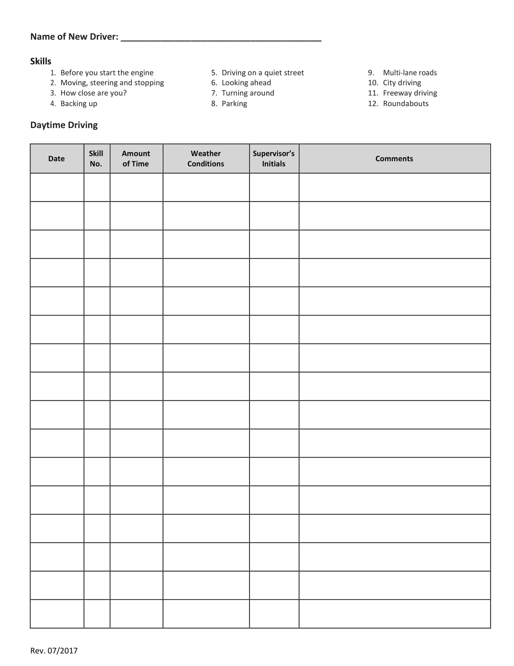 Free Printable Driver s Daily Log Book Templates Excel PDF Example