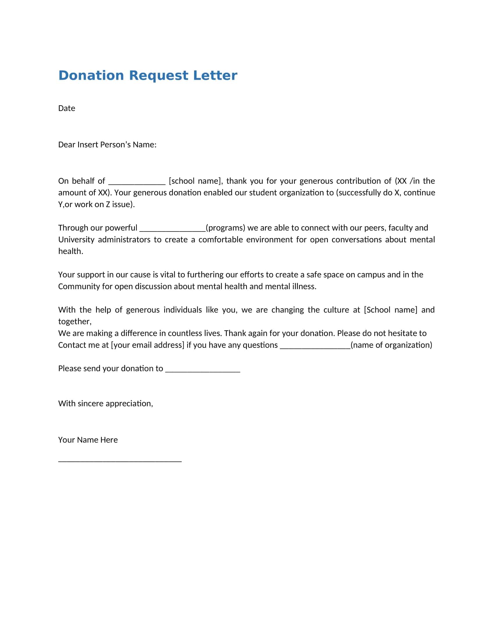23 Printable Sample Donation Request Letter Forms And Templates Car
