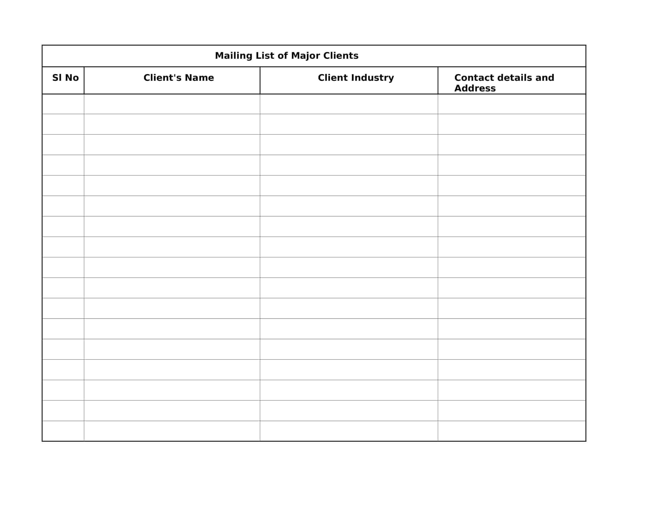 Free Printable Email List Templates PDF Word Excel 
