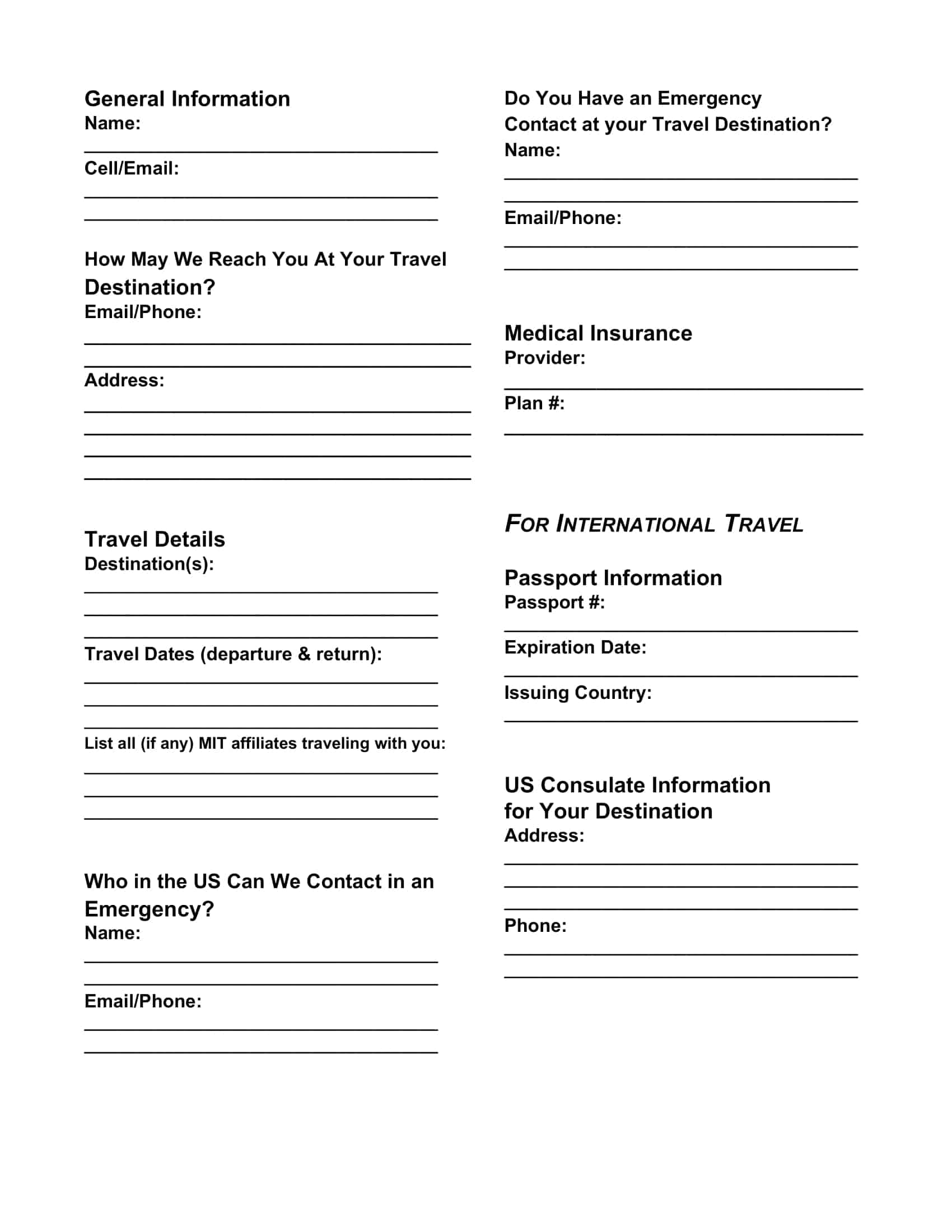 Free Printable Emergency Contact Form Templates for Employees PDF Word Free Printable Emergency Contact Form Templates for Employees PDF Word