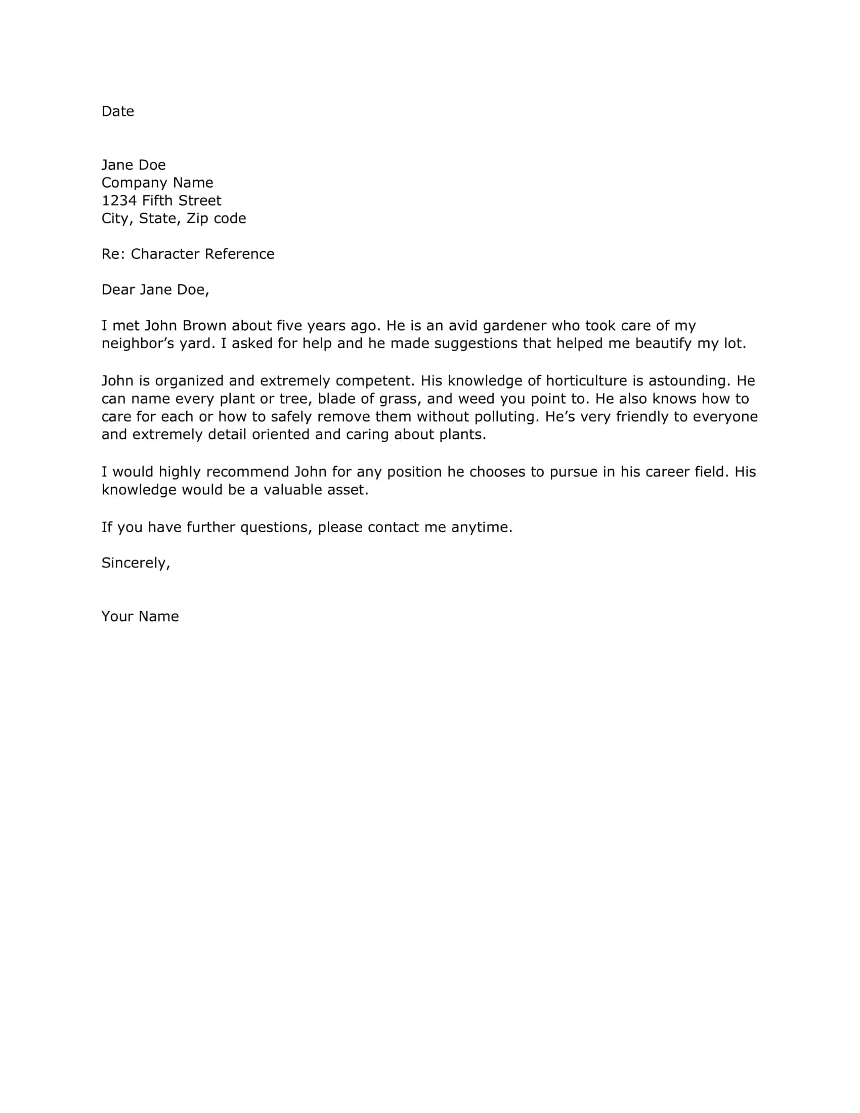 Free Printable Personal Character Reference Letter Templates PDF Free Printable Personal Character Reference Letter Templates PDF