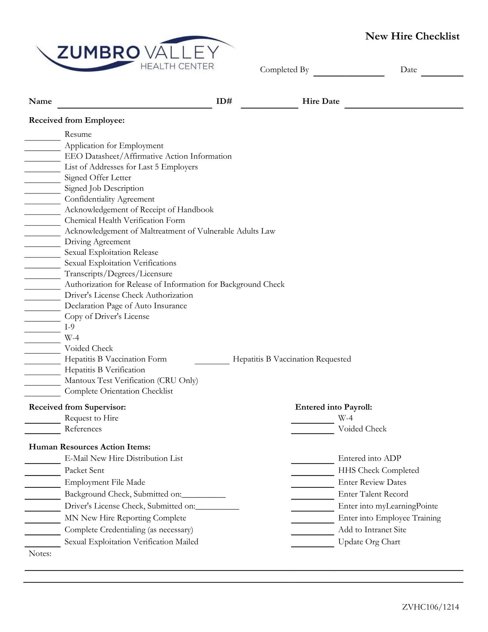 Free Printable New Hire Checklist Templates [PDF, Excel, Word]