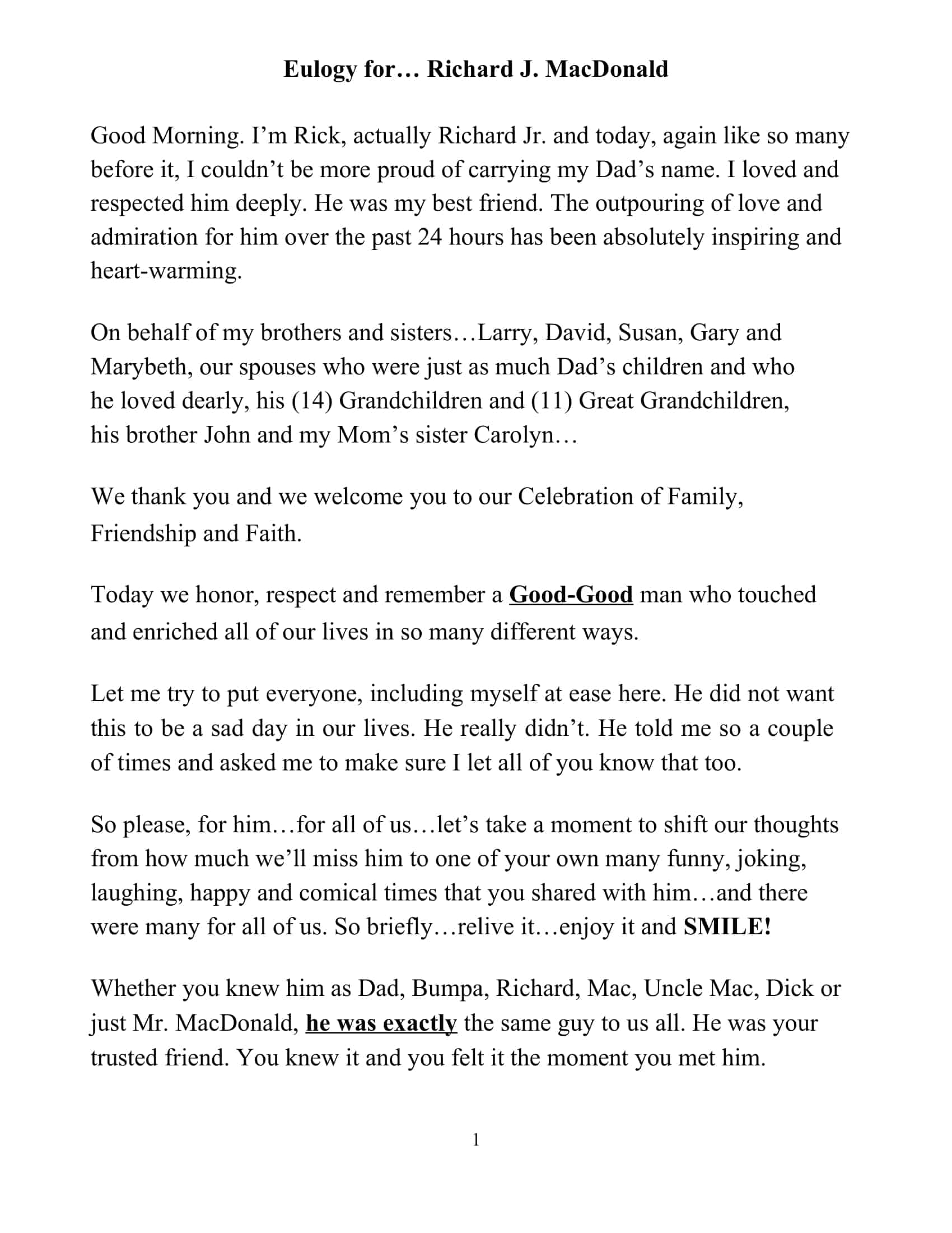 Free Printable Eulogy Templates Mother Father Friend Brother