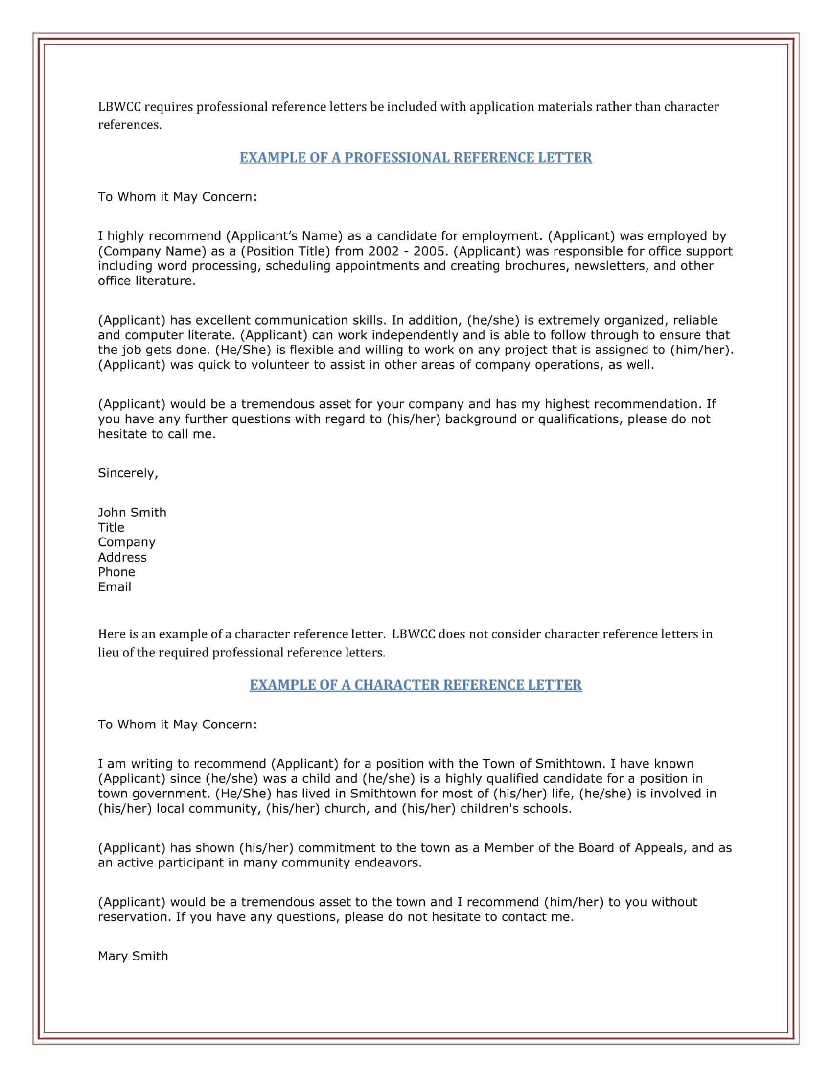 48 Character Reference Letter Sample MargoTeegan 48 Character Reference Letter Sample MargoTeegan