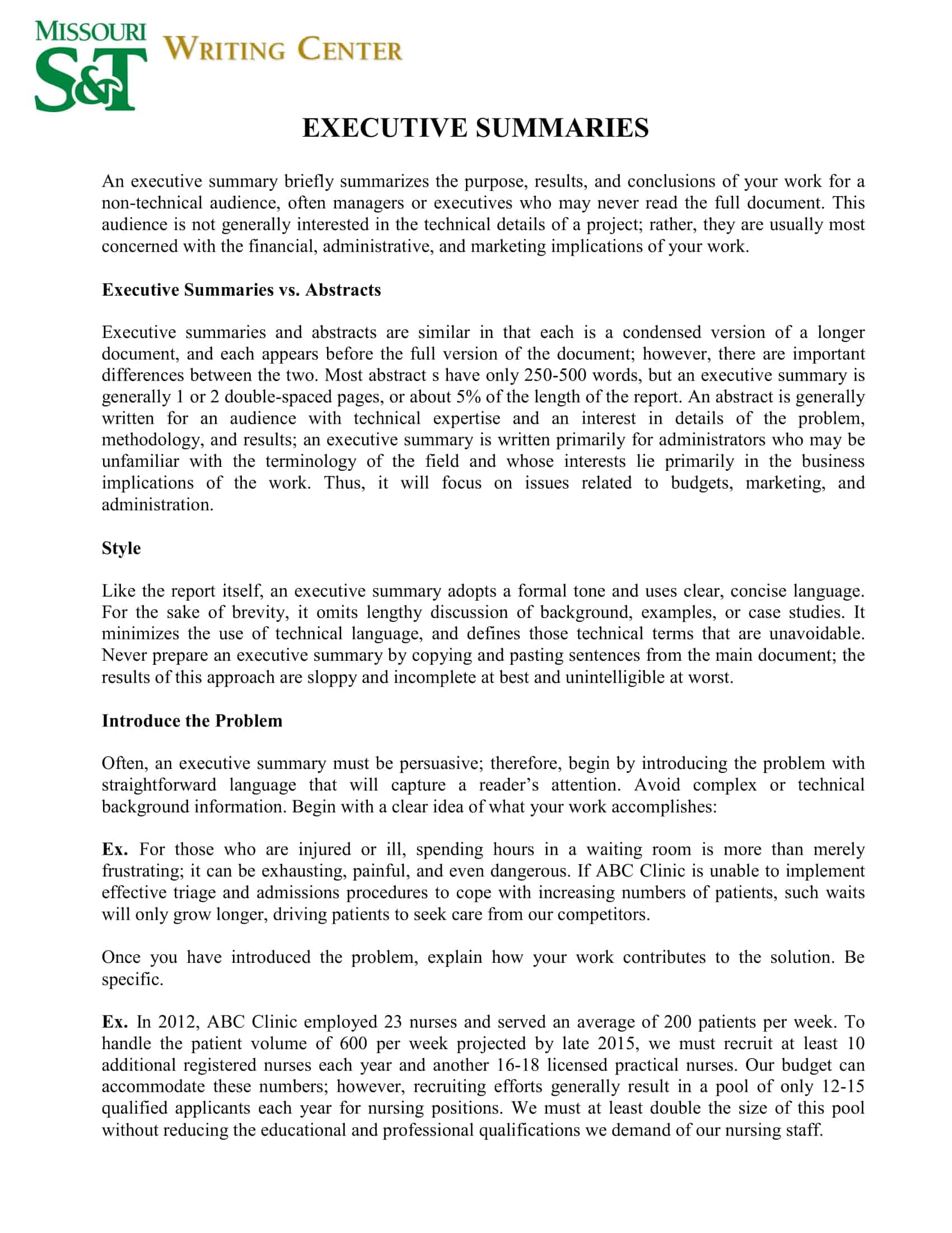 Free Printable Executive Summary Templates Excel PDF Word 