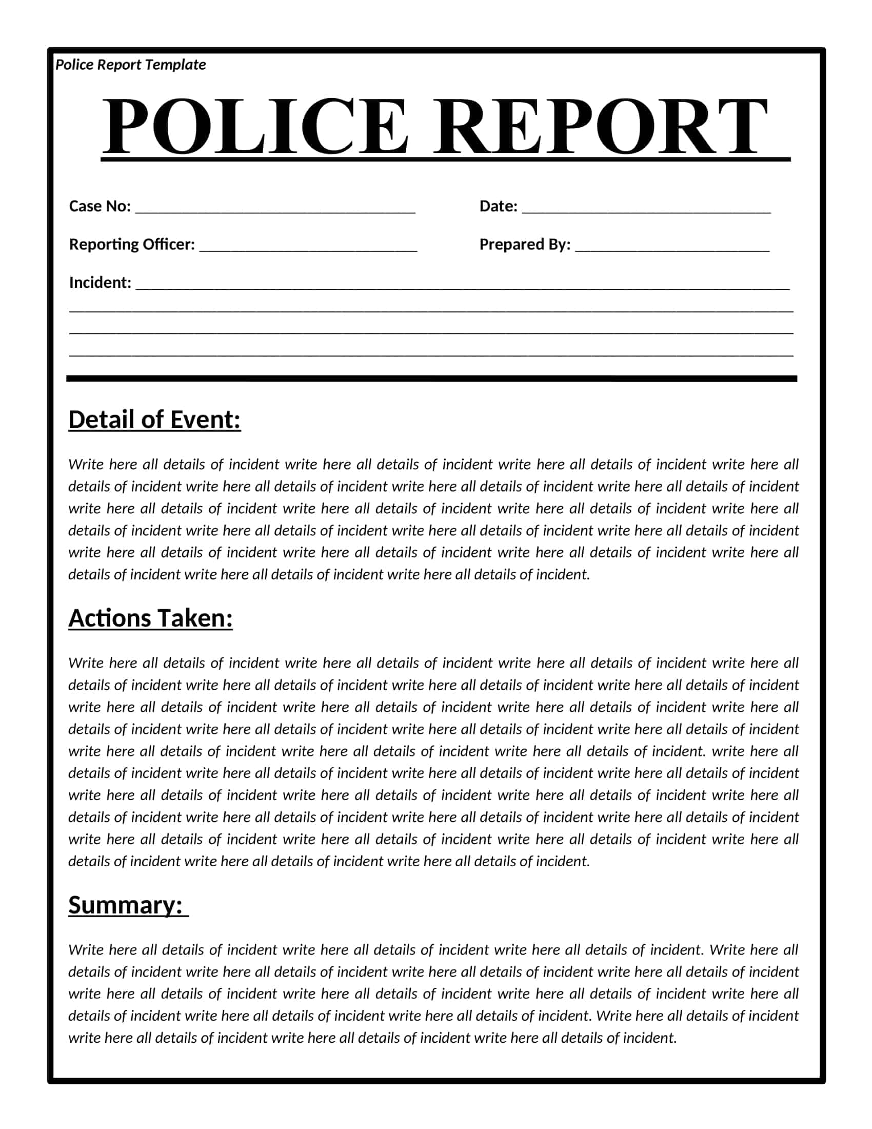 Free Printable Police Report Templates PDF Word Excel Students Theft free-printable-police-report-templates-pdf-word-excel-students-theft