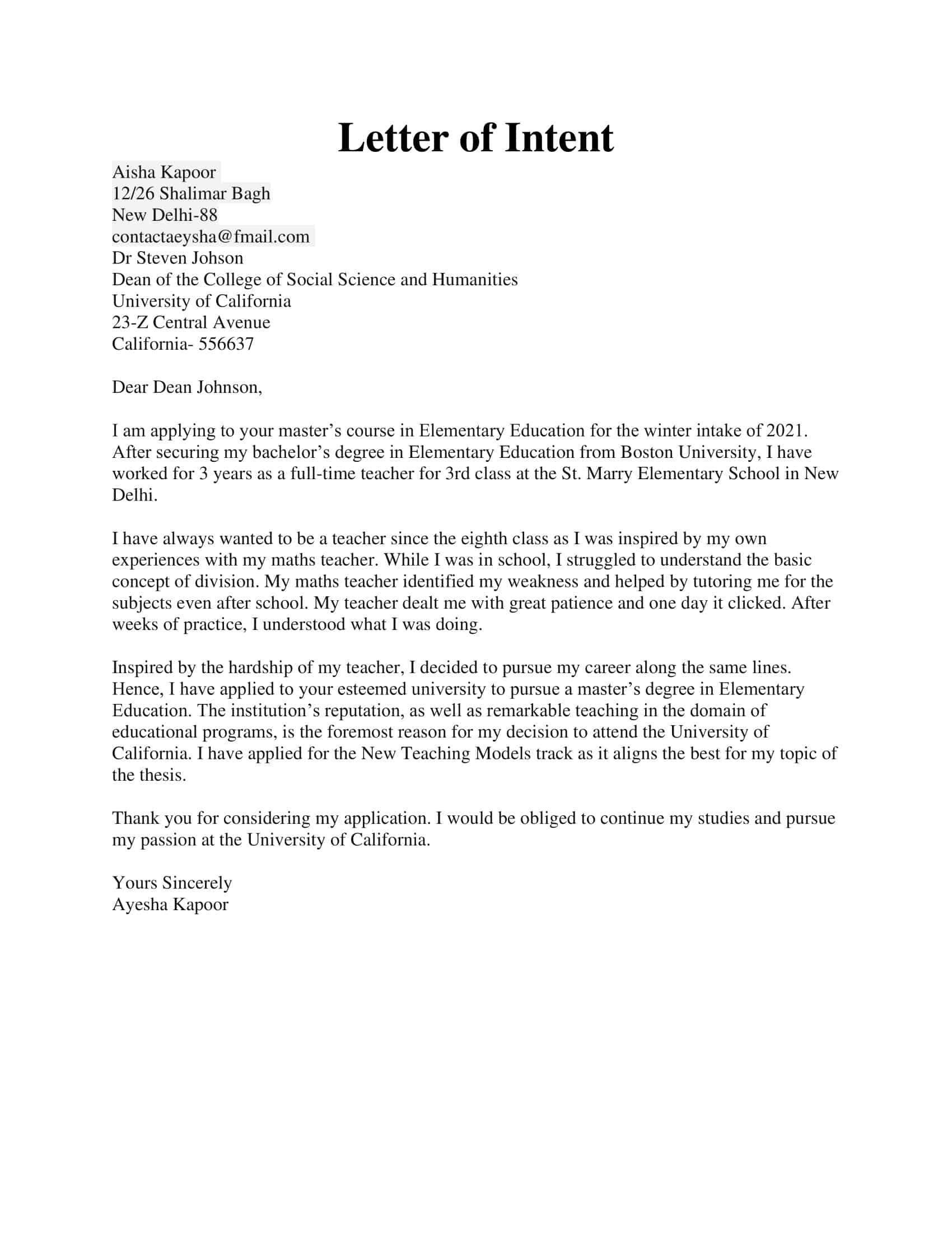 Free Printable Letter Of Intent For Graduate School Templates Word PDF Free Printable Letter Of Intent For Graduate School Templates Word PDF