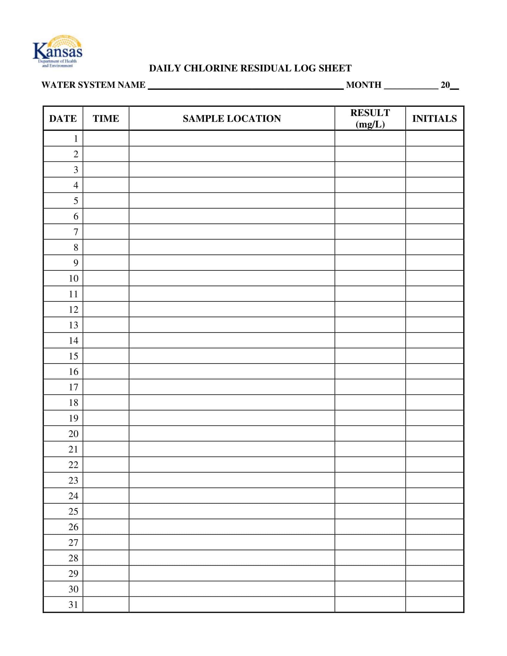 Free Printable Log Sheet Templates Excel Word Drivers Film