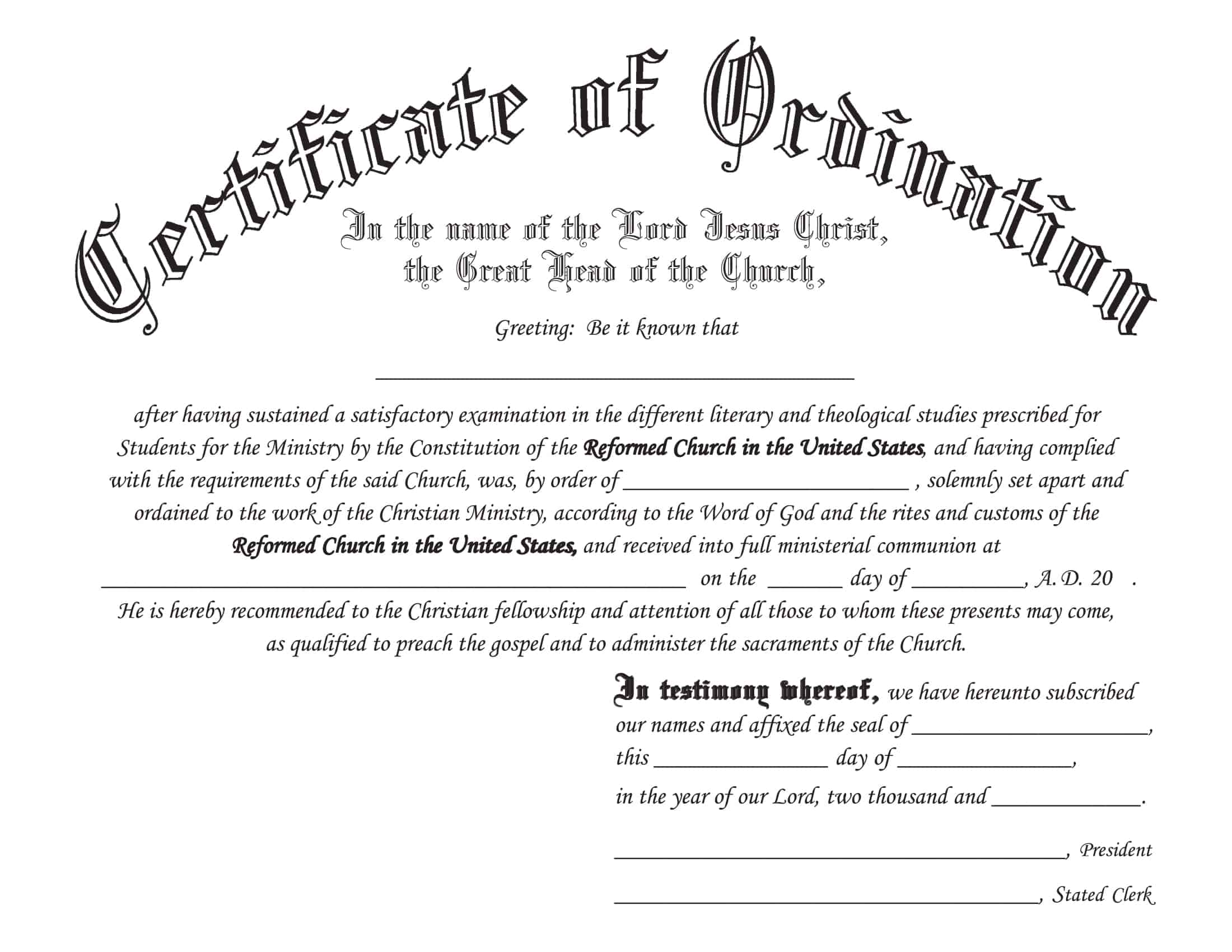 Certificate Of Deacon Ordination Prntbl concejomunicipaldechinu gov co