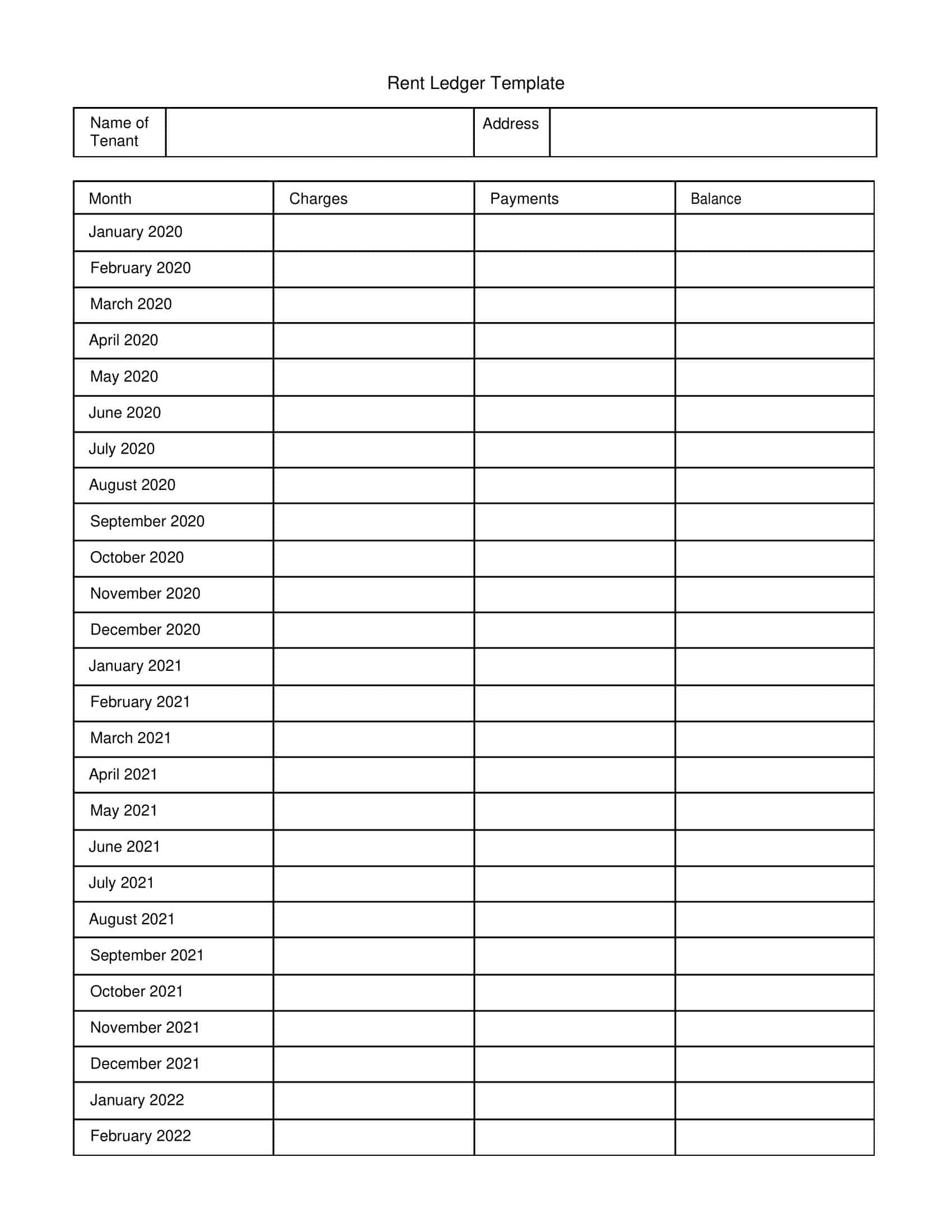 Free Printable Rental Ledger Template Excel Word PDF Google Sheets 