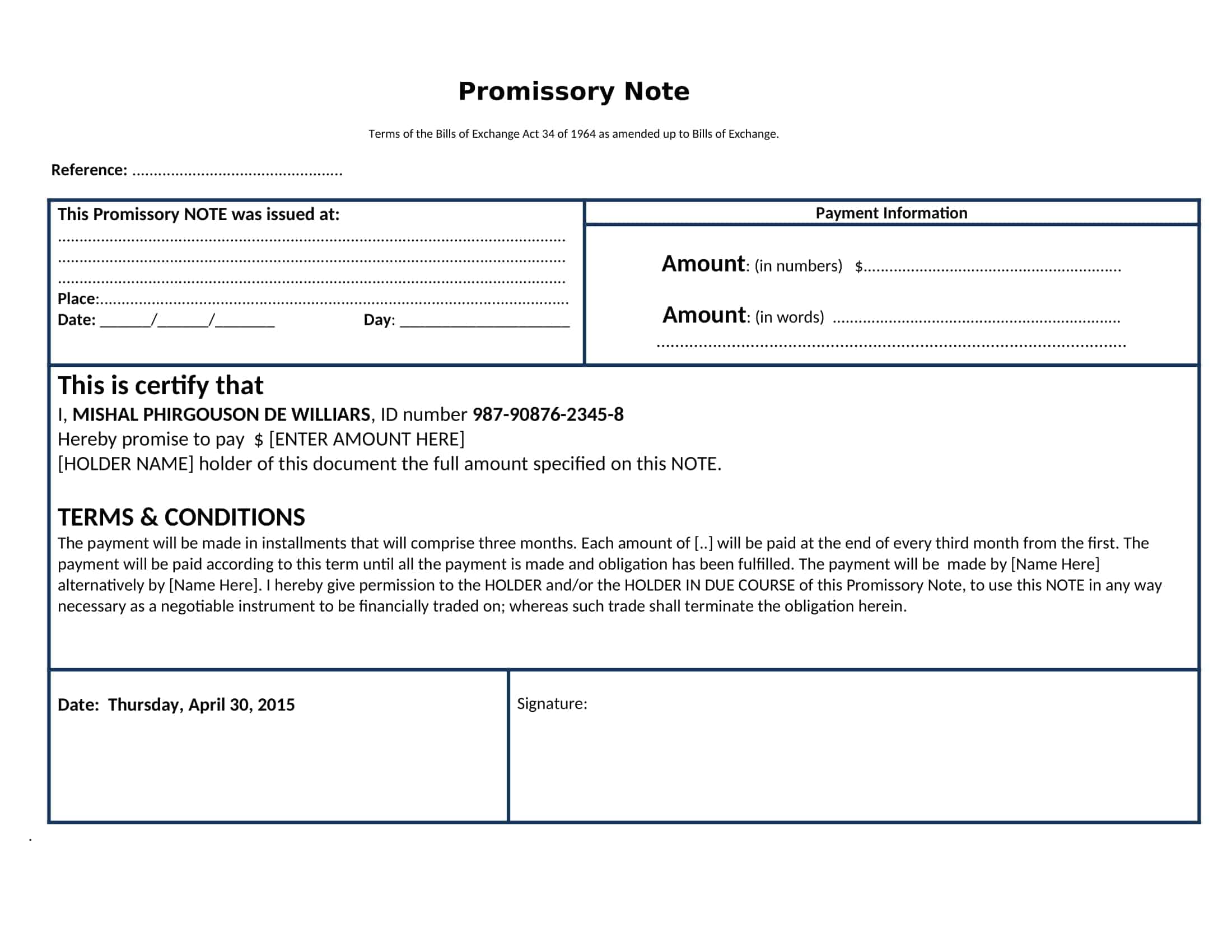 Free Promissory Note Templates Word PDF Example free-promissory-note-templates-word-pdf-example
