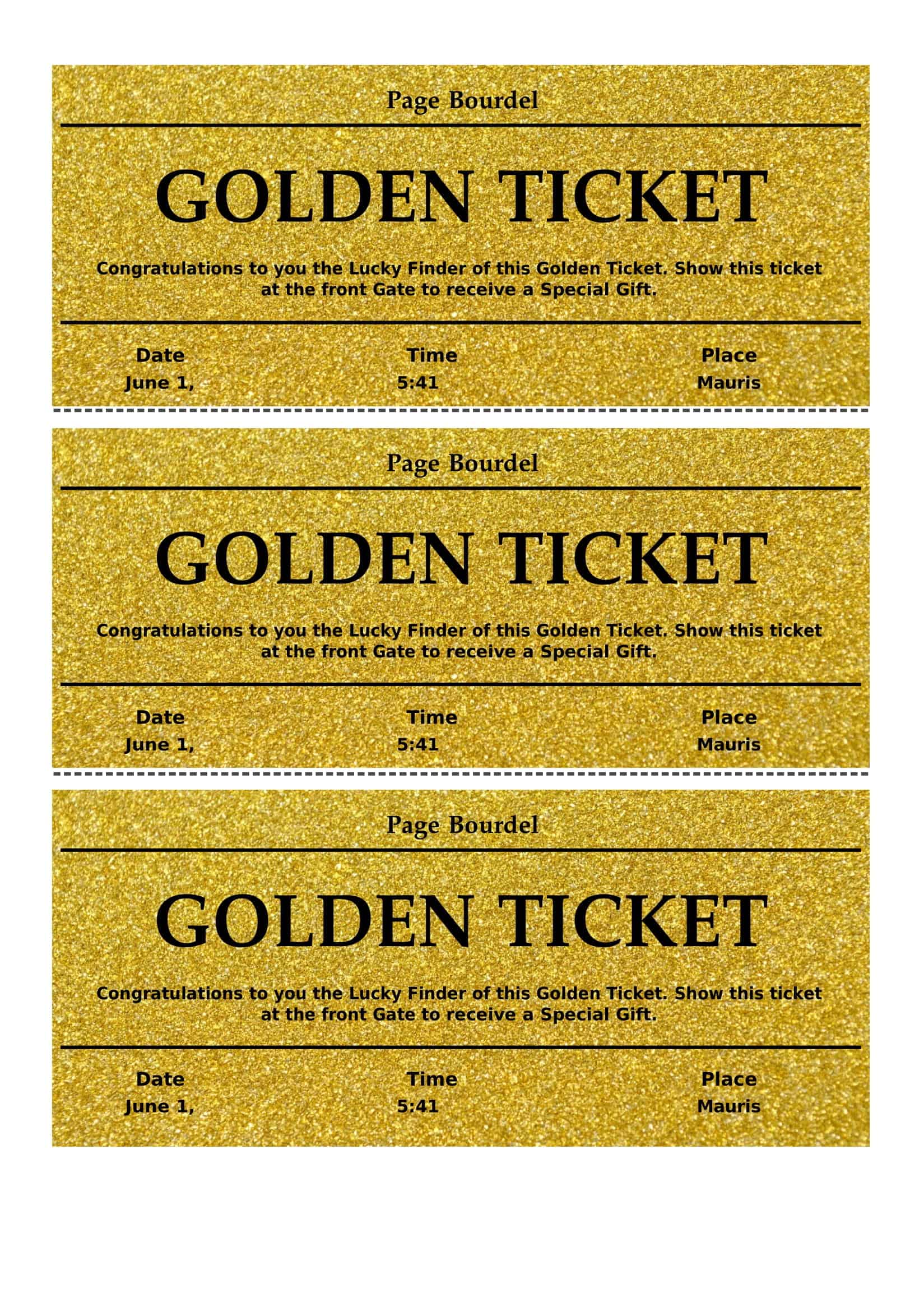 Free Printable Golden Ticket Templates Word PDF Editable