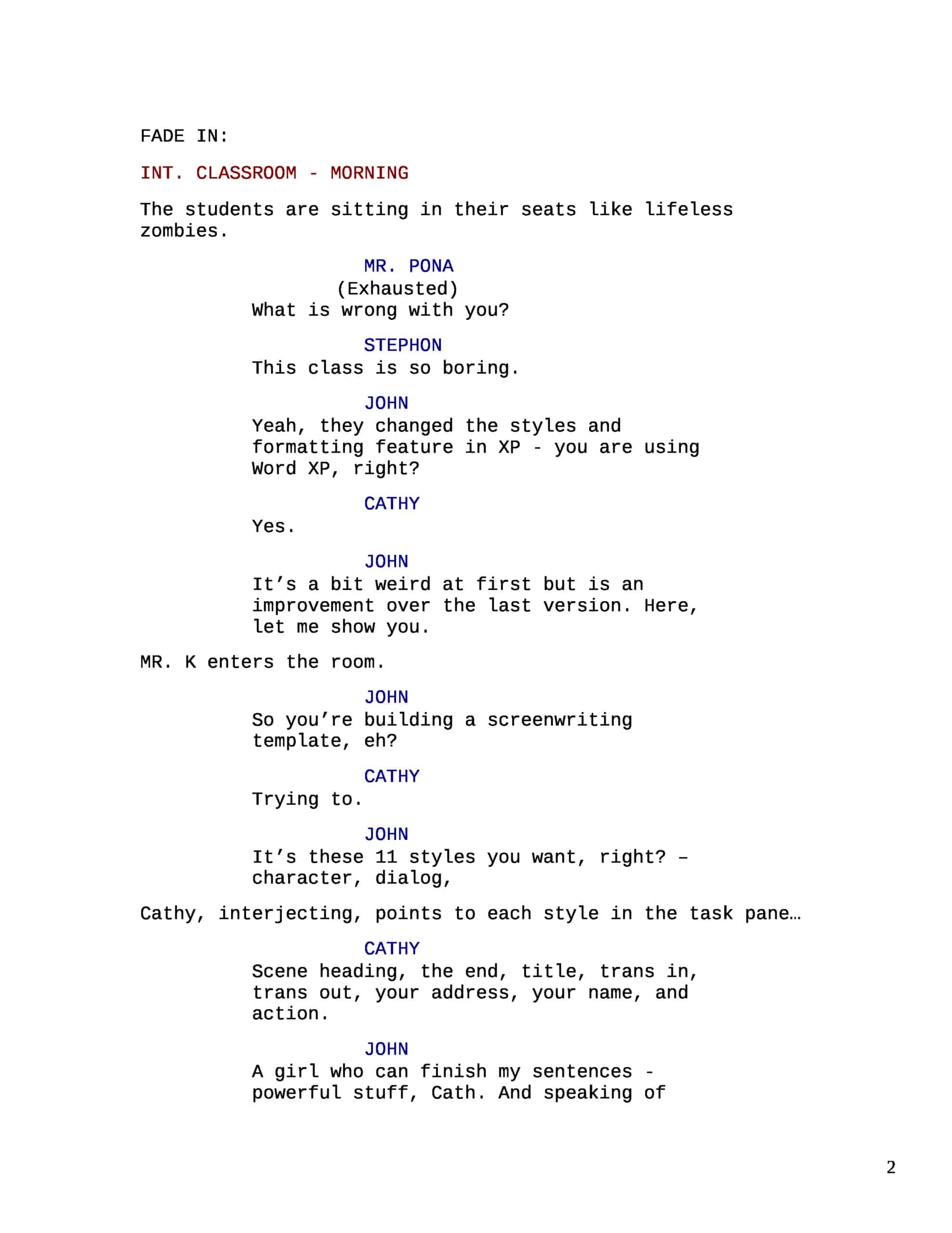 Free Printable Screenplay Templates Word PDF 