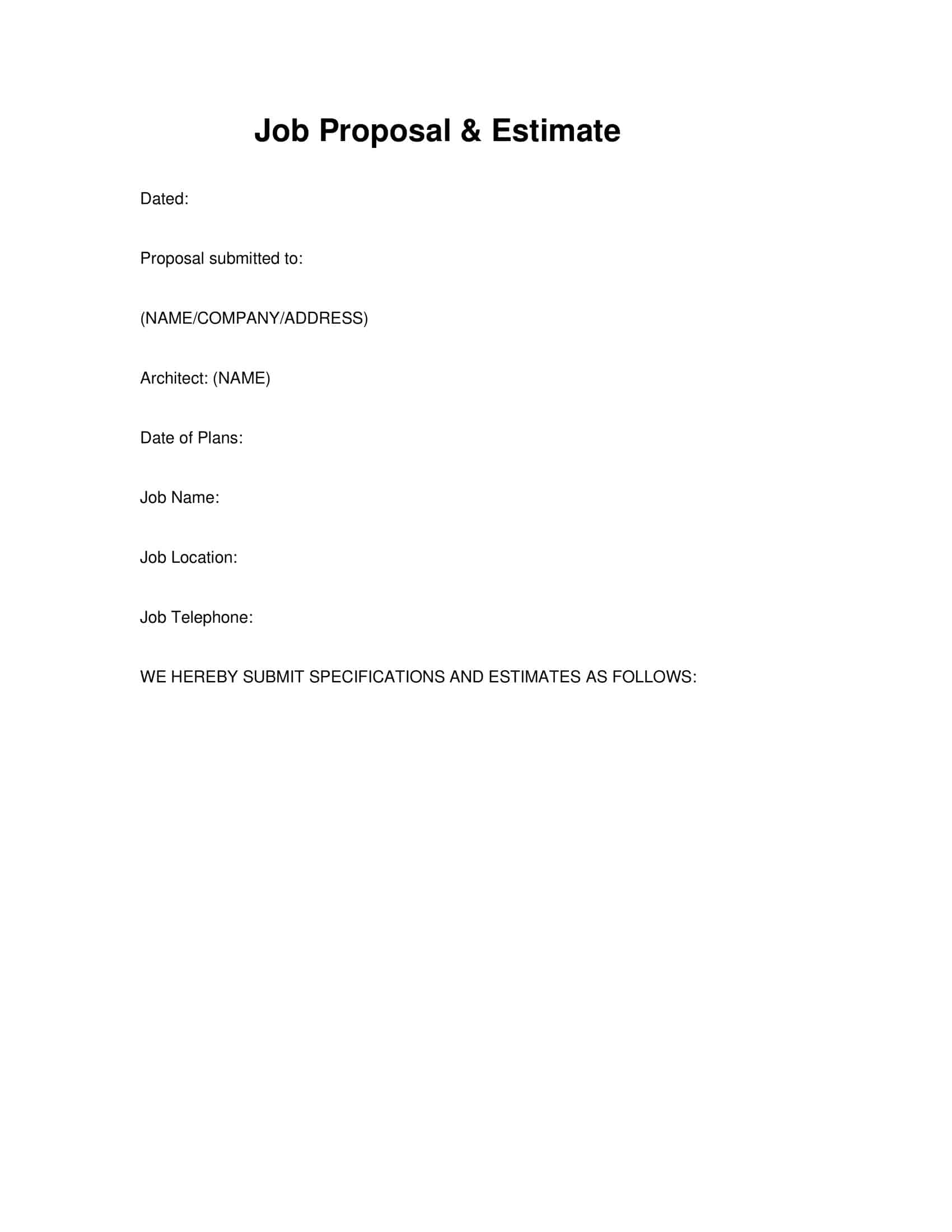 Free Printable Job Proposal Templates Word PDF Construction Cleaning Free Printable Job Proposal Templates Word PDF Construction Cleaning