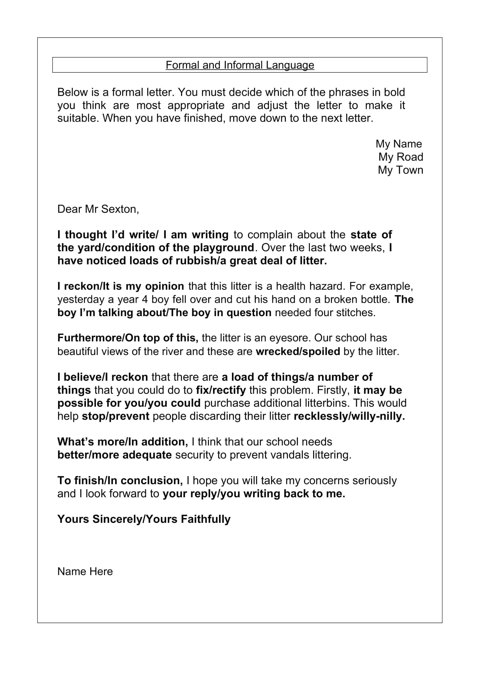 Free Printable Informal Letter Templates Word PDF Blank Example