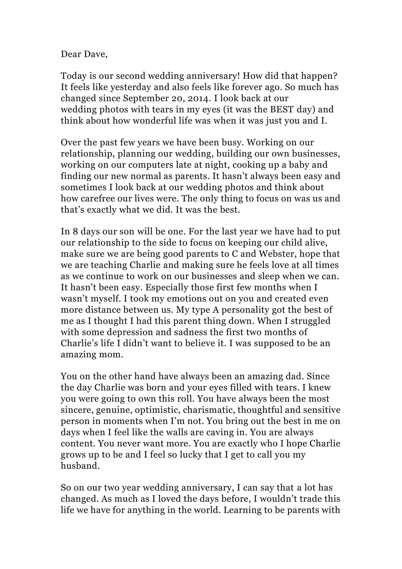 Free Printable Anniversary Letter Templates My Husband Boyfriend Wife 