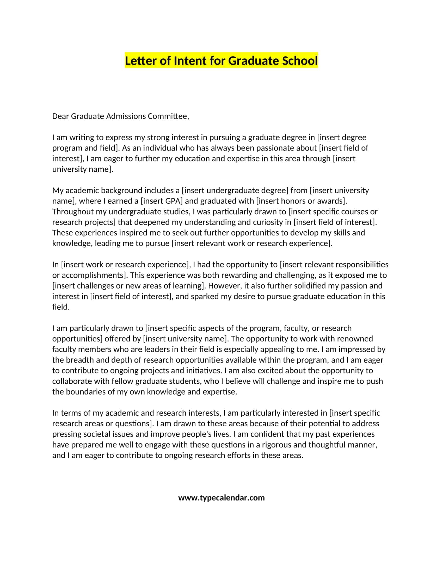 Letter Of Intent For Graduate School Template Prntbl Letter Of Intent For Graduate School Template Prntbl