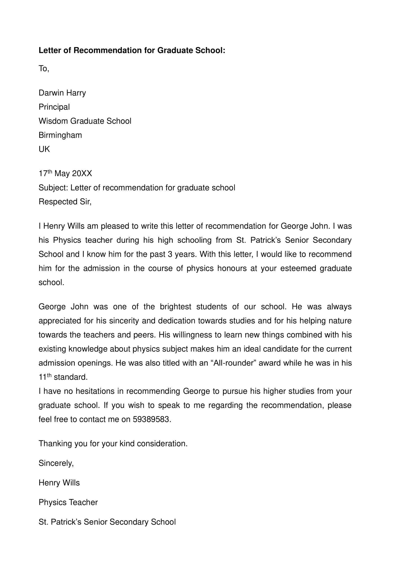 Free Printable Recommendation Letters For Student From Teacher Free Printable Recommendation Letters For Student From Teacher