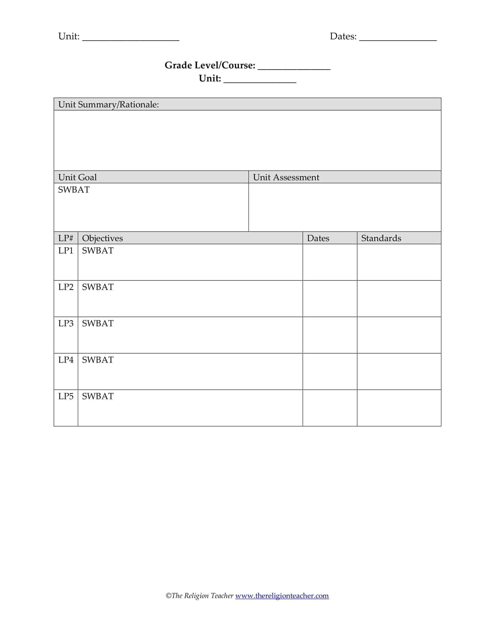 Free Printable Unit Plan Template Simplify Your Lesson Planning PDF 