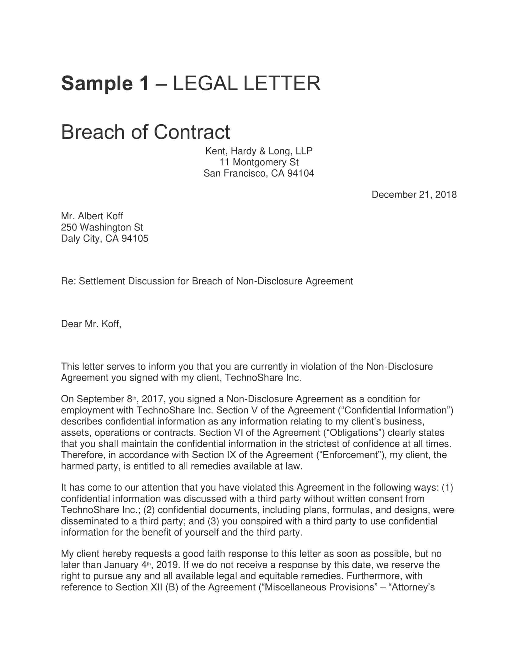 Legal Advice Letter Legal Advice Letter