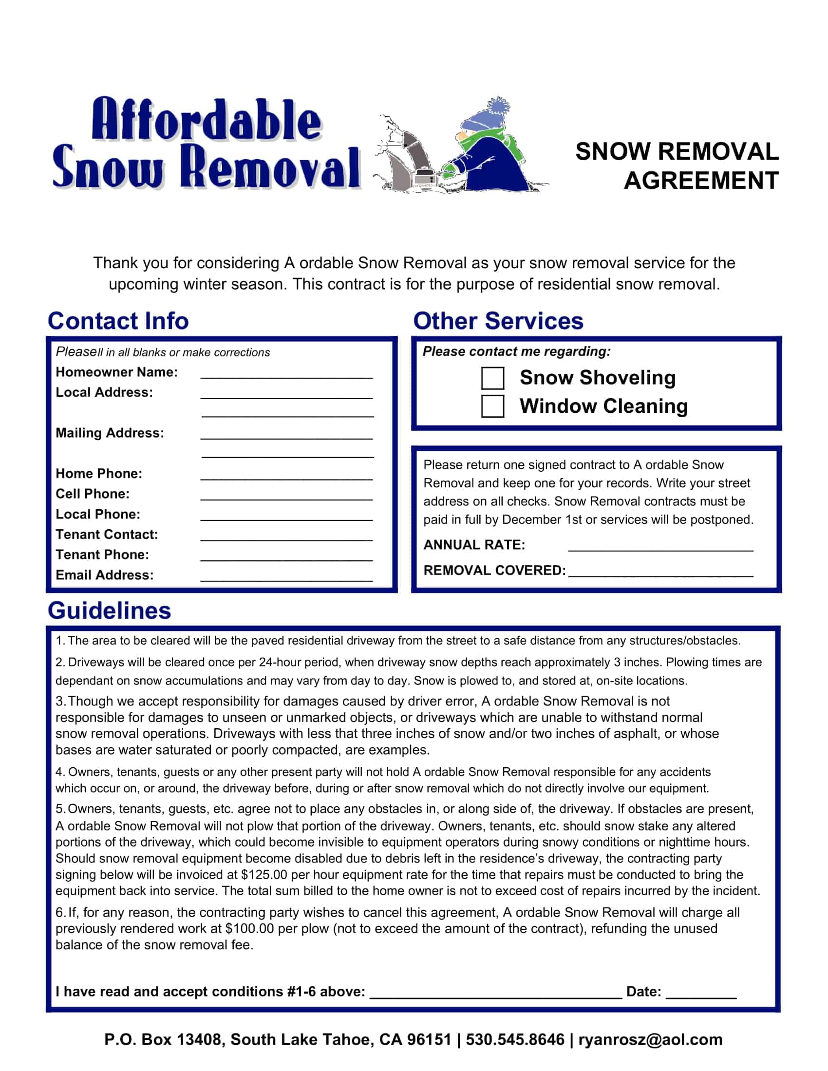 Free Printable Snow Removal Contract Templates PDF Word Free Printable Snow Removal Contract Templates PDF Word