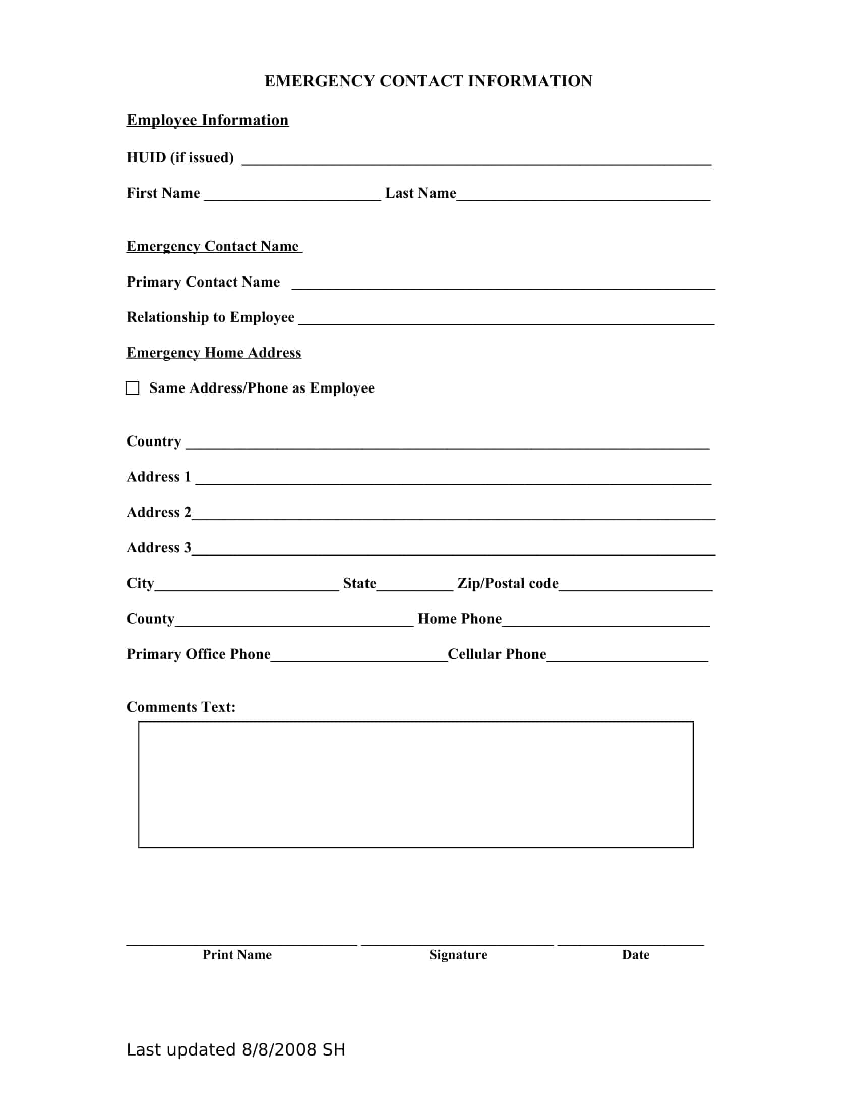 Printable Simple Emergency Contact Form Prntbl Printable Simple Emergency Contact Form Prntbl