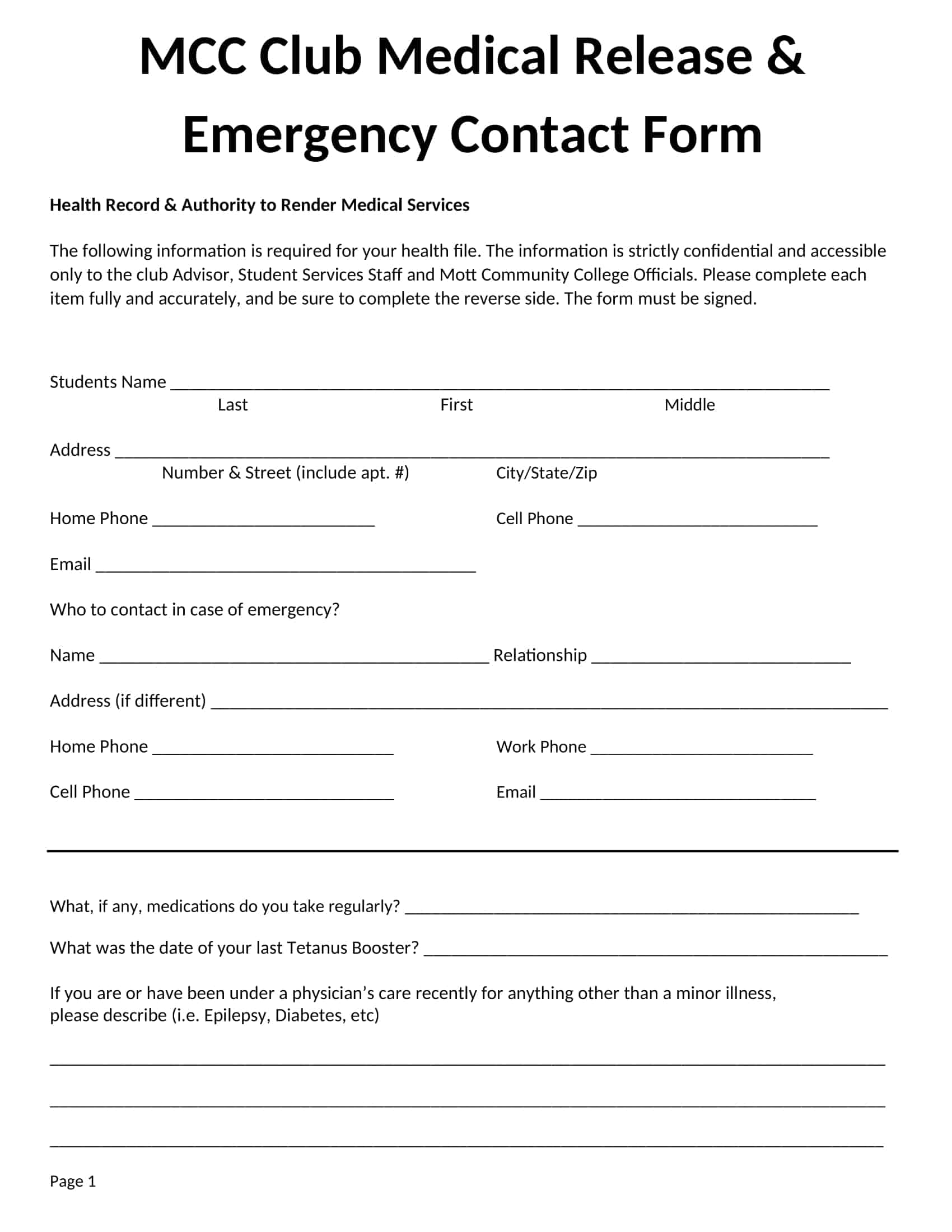 Free Printable Emergency Contact Form Templates for Employees PDF Word Free Printable Emergency Contact Form Templates for Employees PDF Word