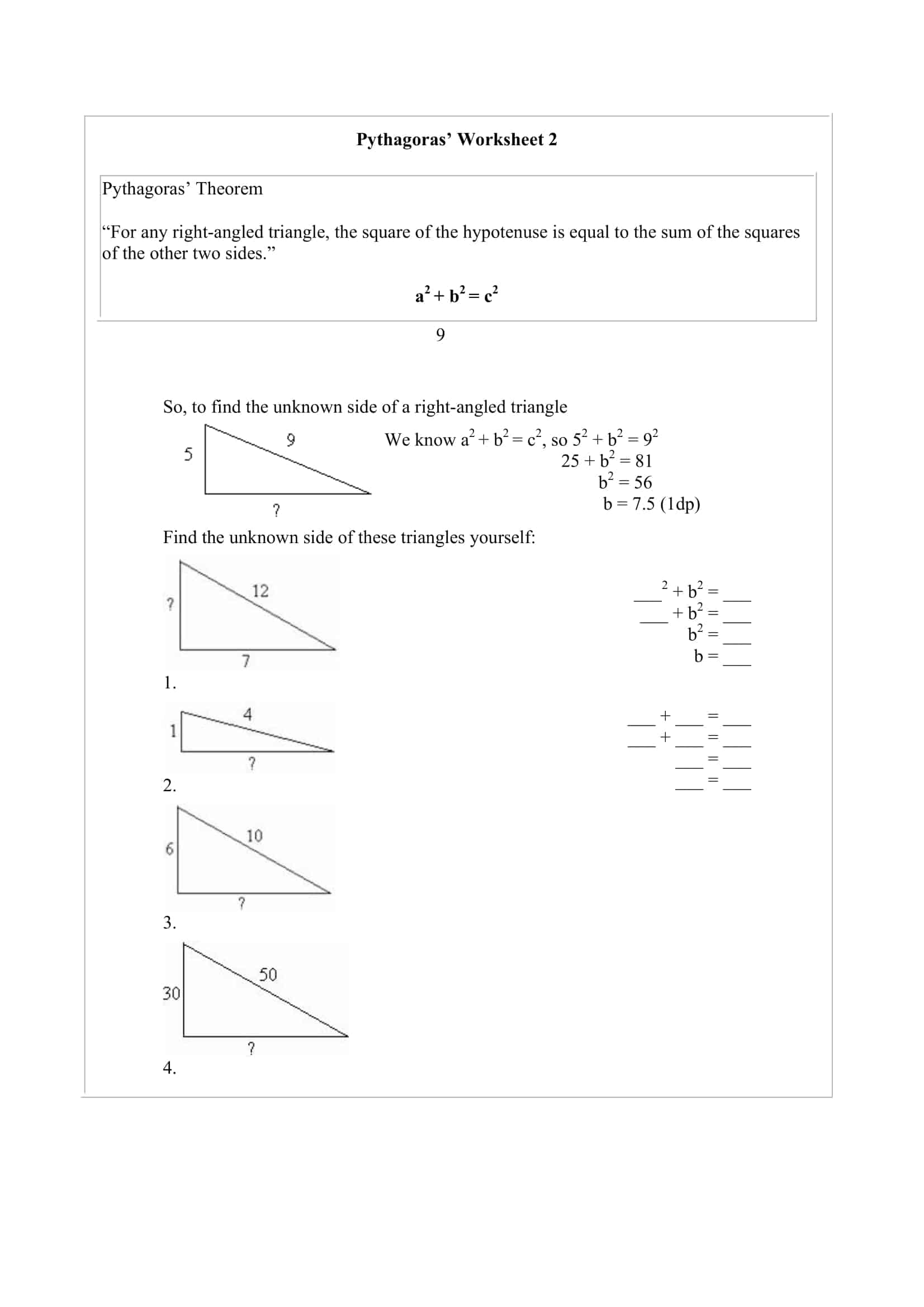 Pythagorean Theorem Proof Worksheet Proofs Of Pythagoras Theorem