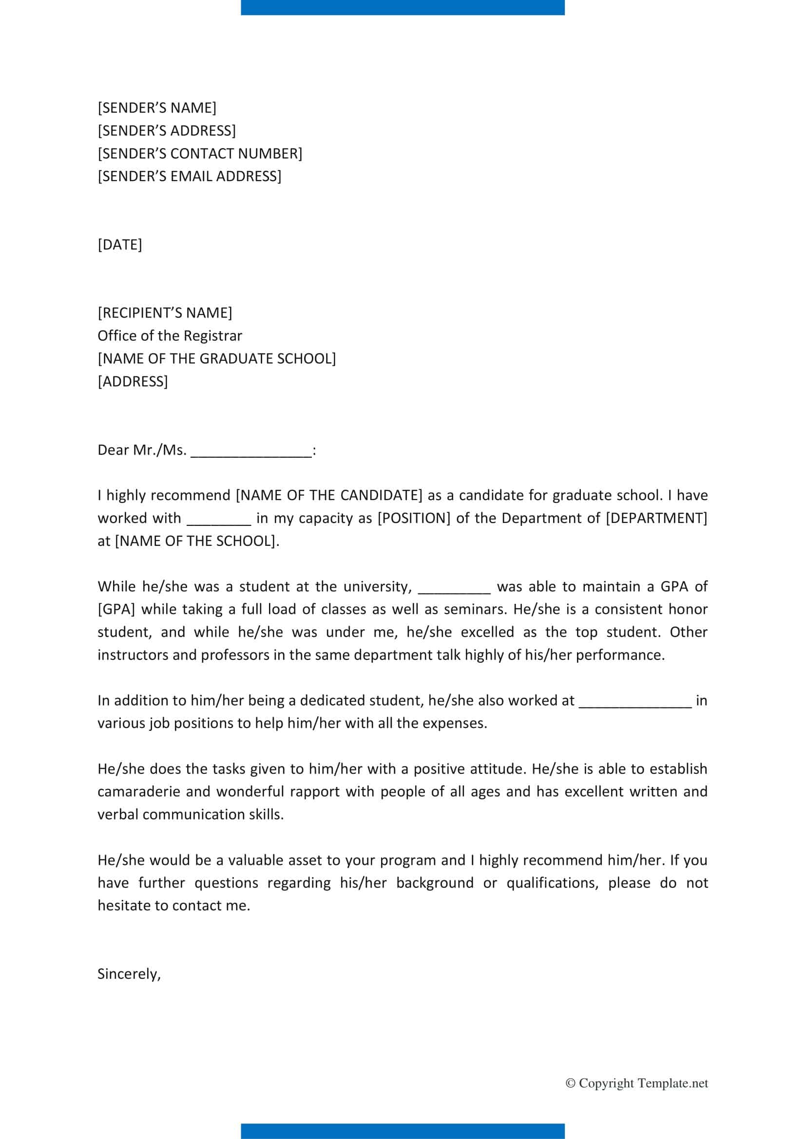 Free Printable Recommendation Letters For Student From Teacher free-printable-recommendation-letters-for-student-from-teacher