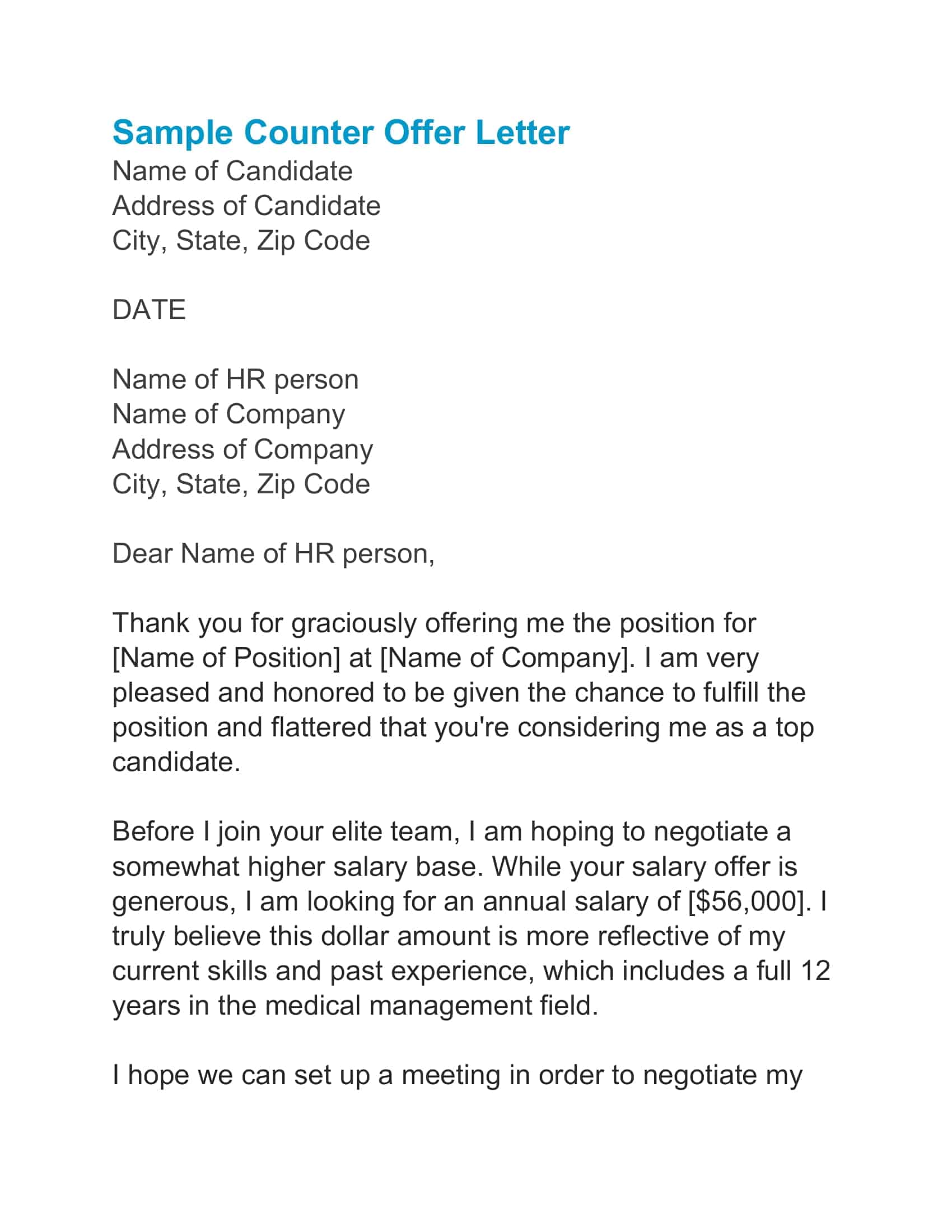 Free Salary Negotiation Counter Offer Letter Sample P Vrogue co
