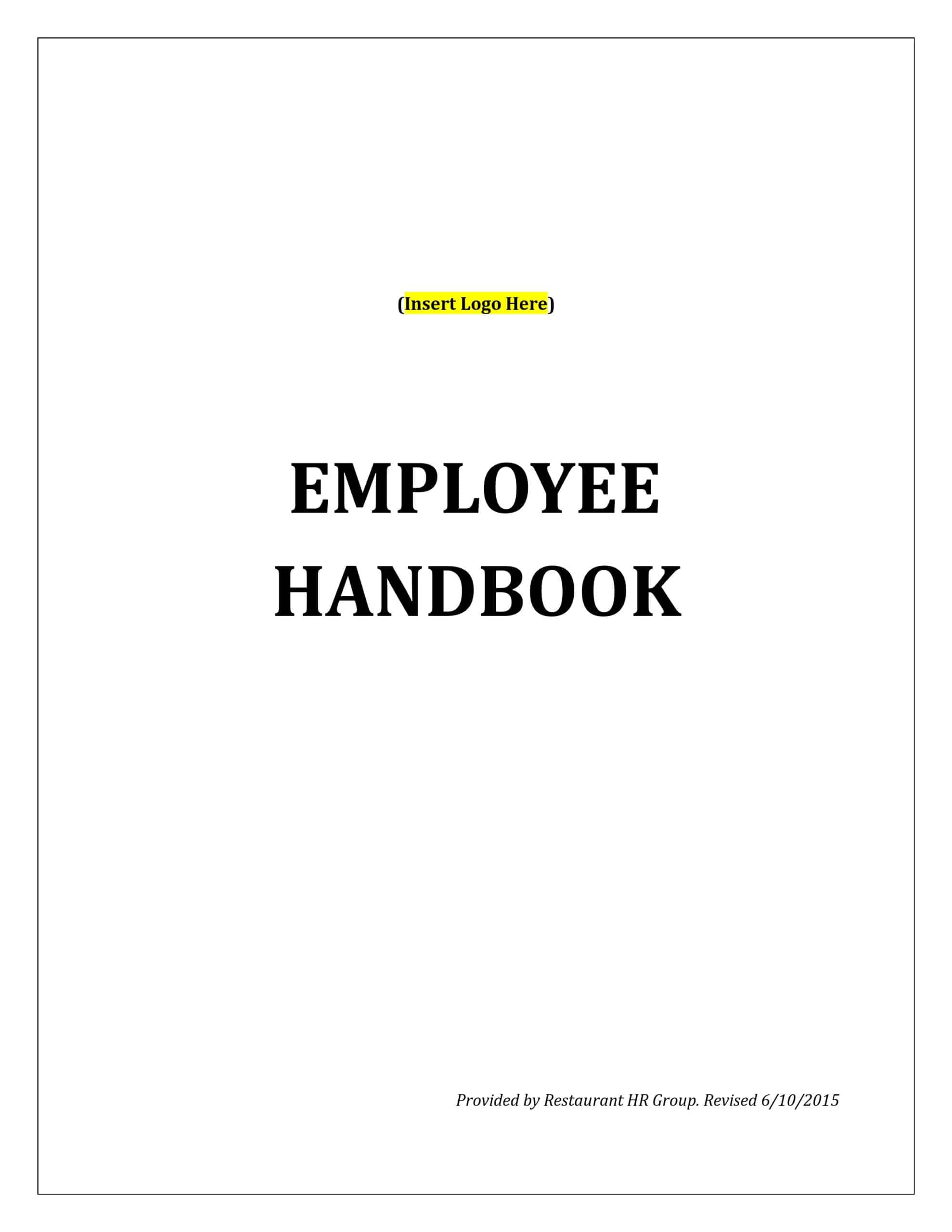 Free Printable Employee Handbook Templates PDF Word Excel 