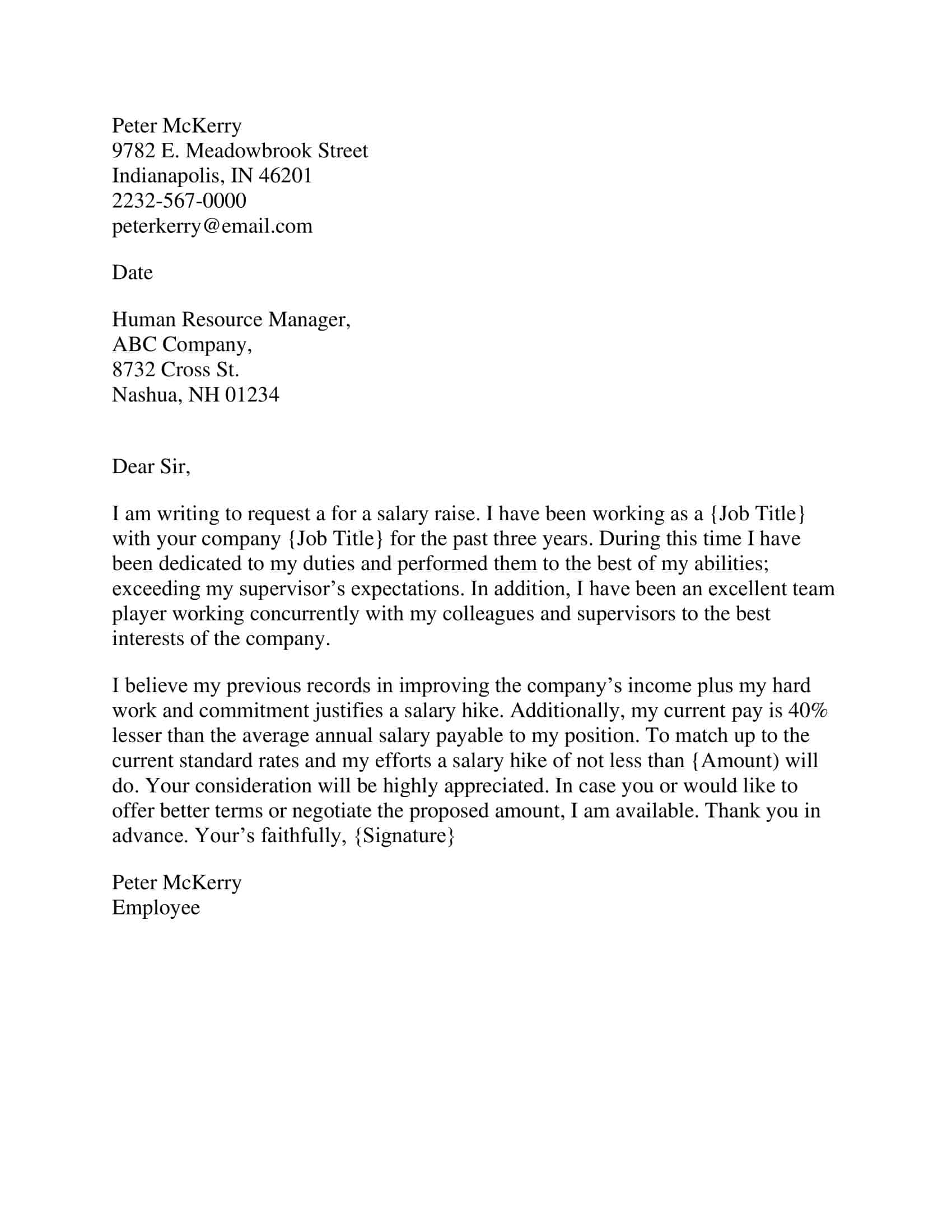 Free Printable Salary Increase Letter Templates from Employer To Employee 